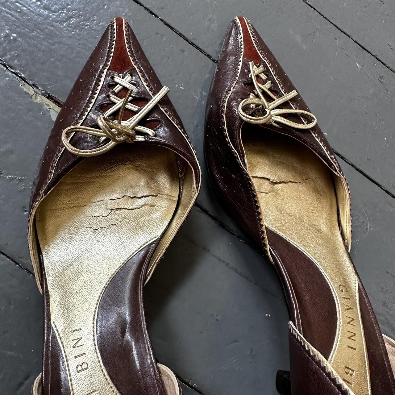 Gianna Bini Brown Suede Leather Pointed Toe Heels... - Depop