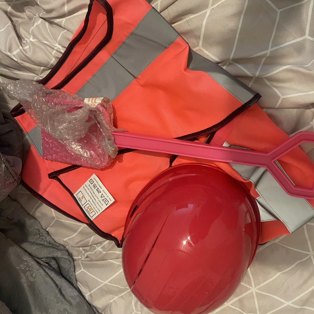 Pink construction Halloween costume set size small - Depop