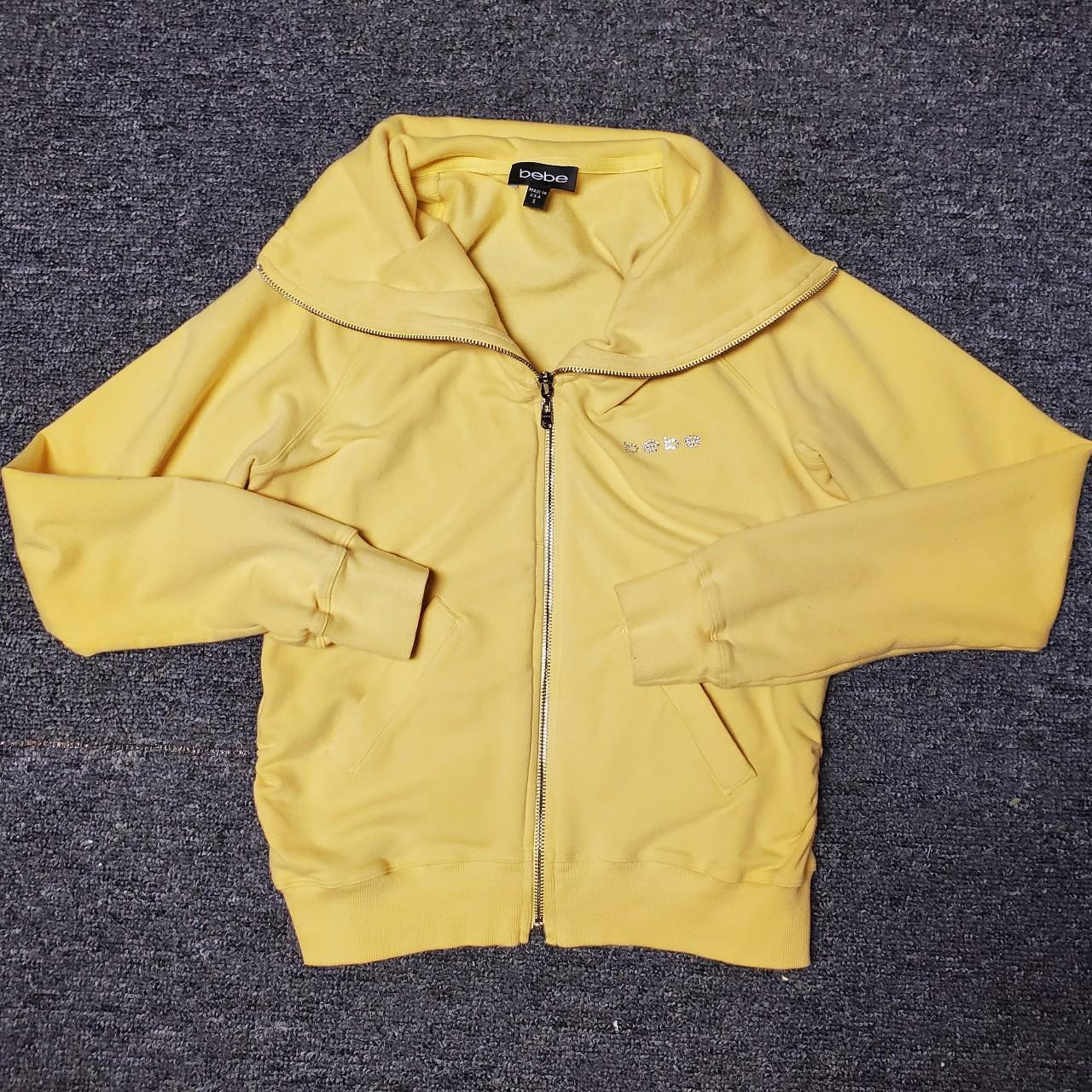 💛 Y2K pale yellow Bebe zip up knit jacket with... - Depop