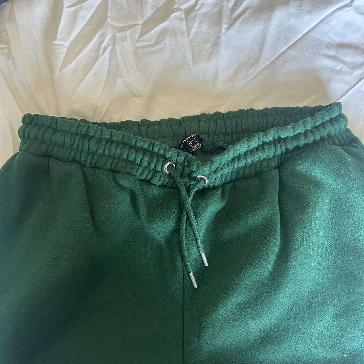 Boohoo green joggers. Worn once. Size large x - Depop