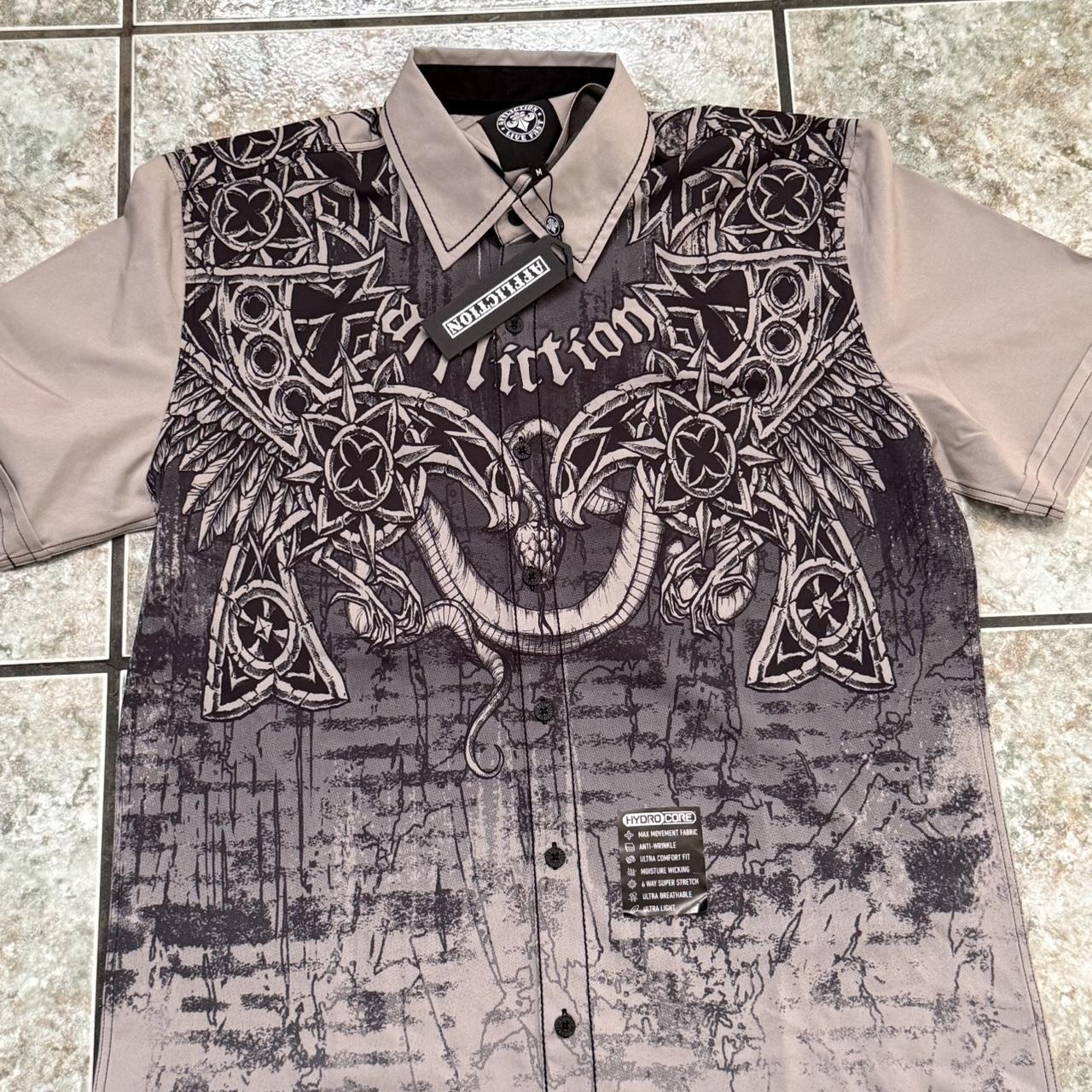 M Cream/Apricot Affliction button up shirt - no... | Depop