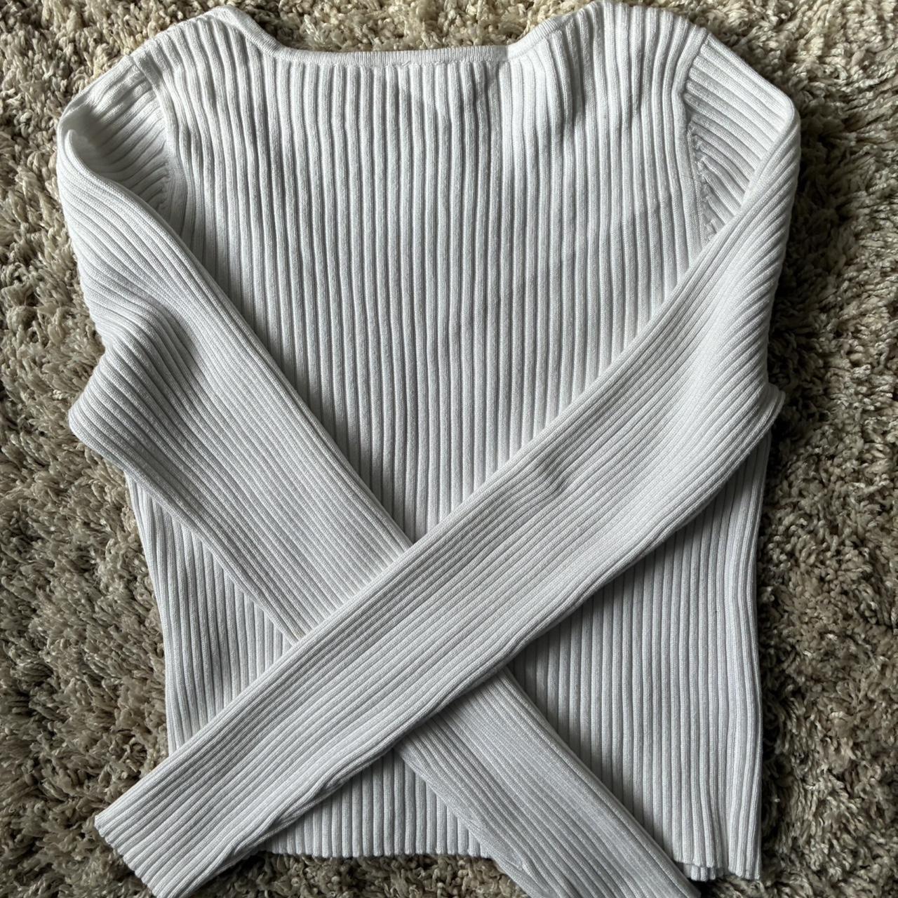 White Abercrombie & Fitch open front long sleeve... | Depop