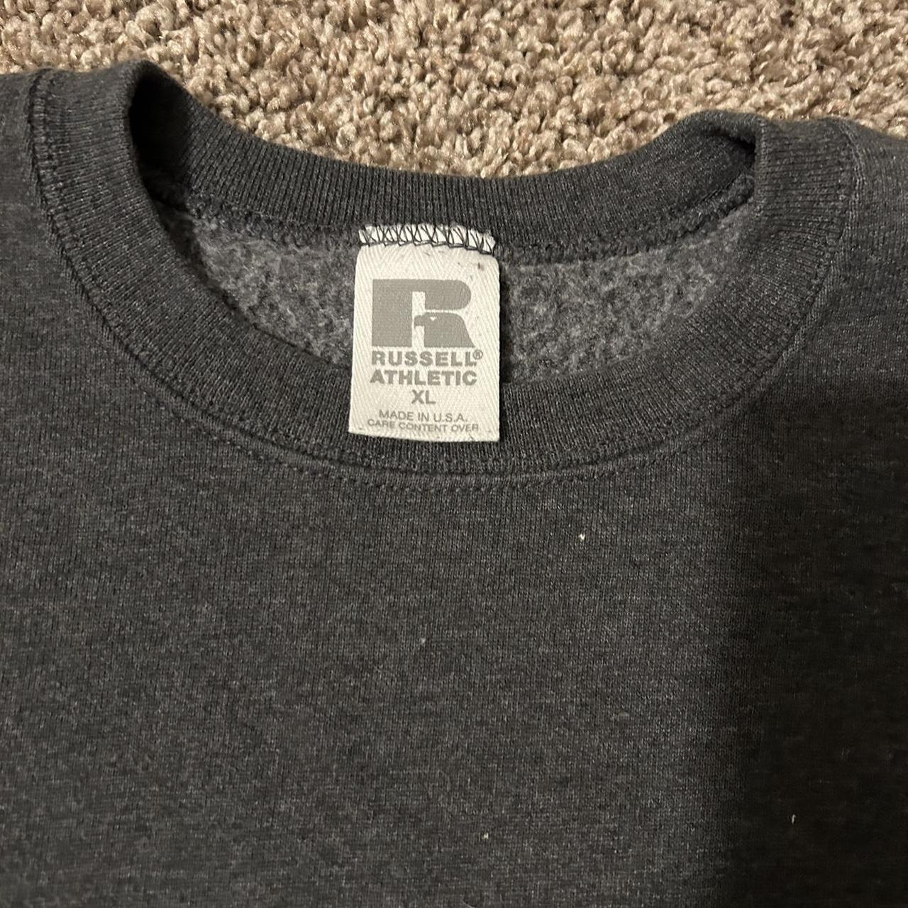 vintage 90s grey russell blank 21 pit to pit x 26.5... - Depop