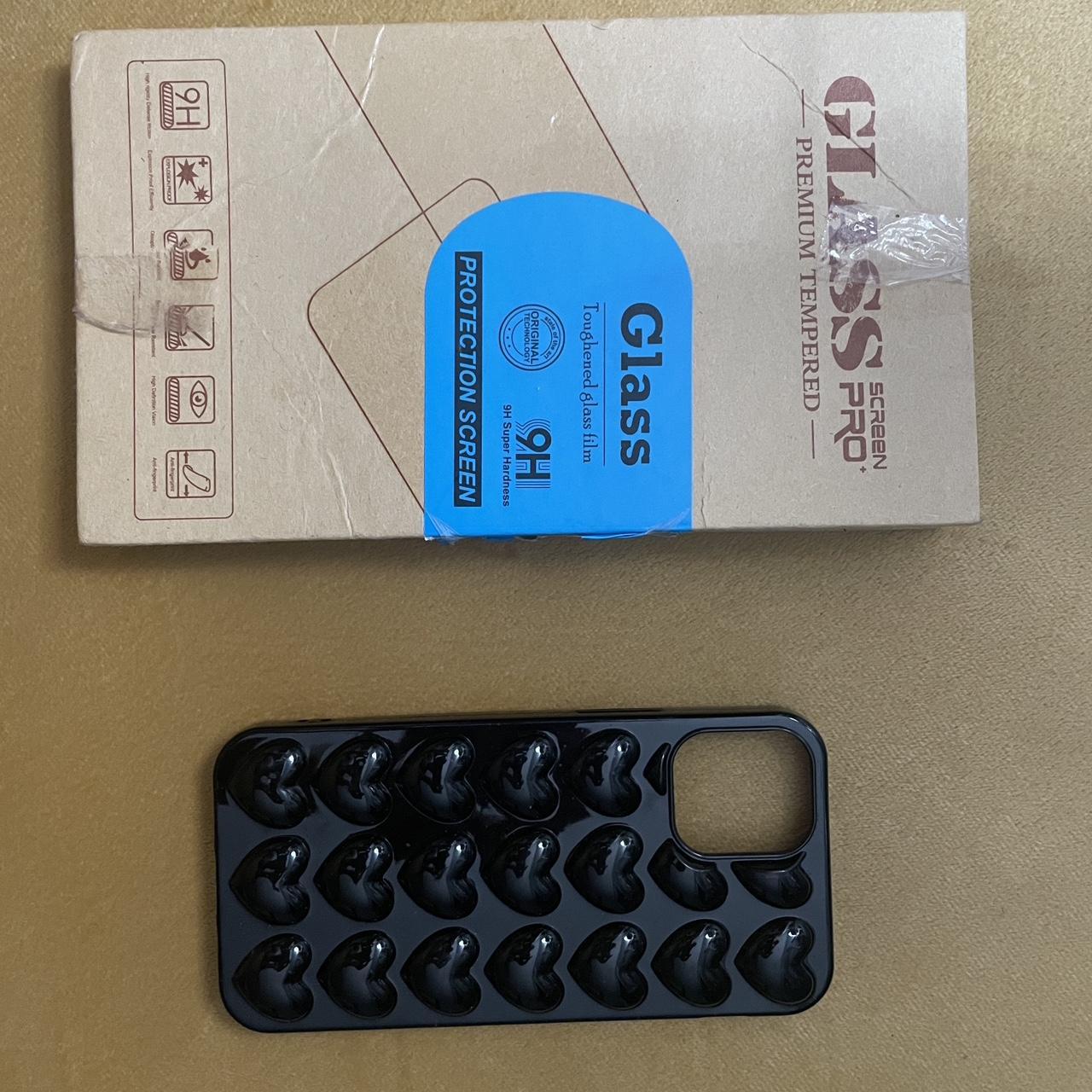 glass phone protect and bubble heart shaped case... - Depop