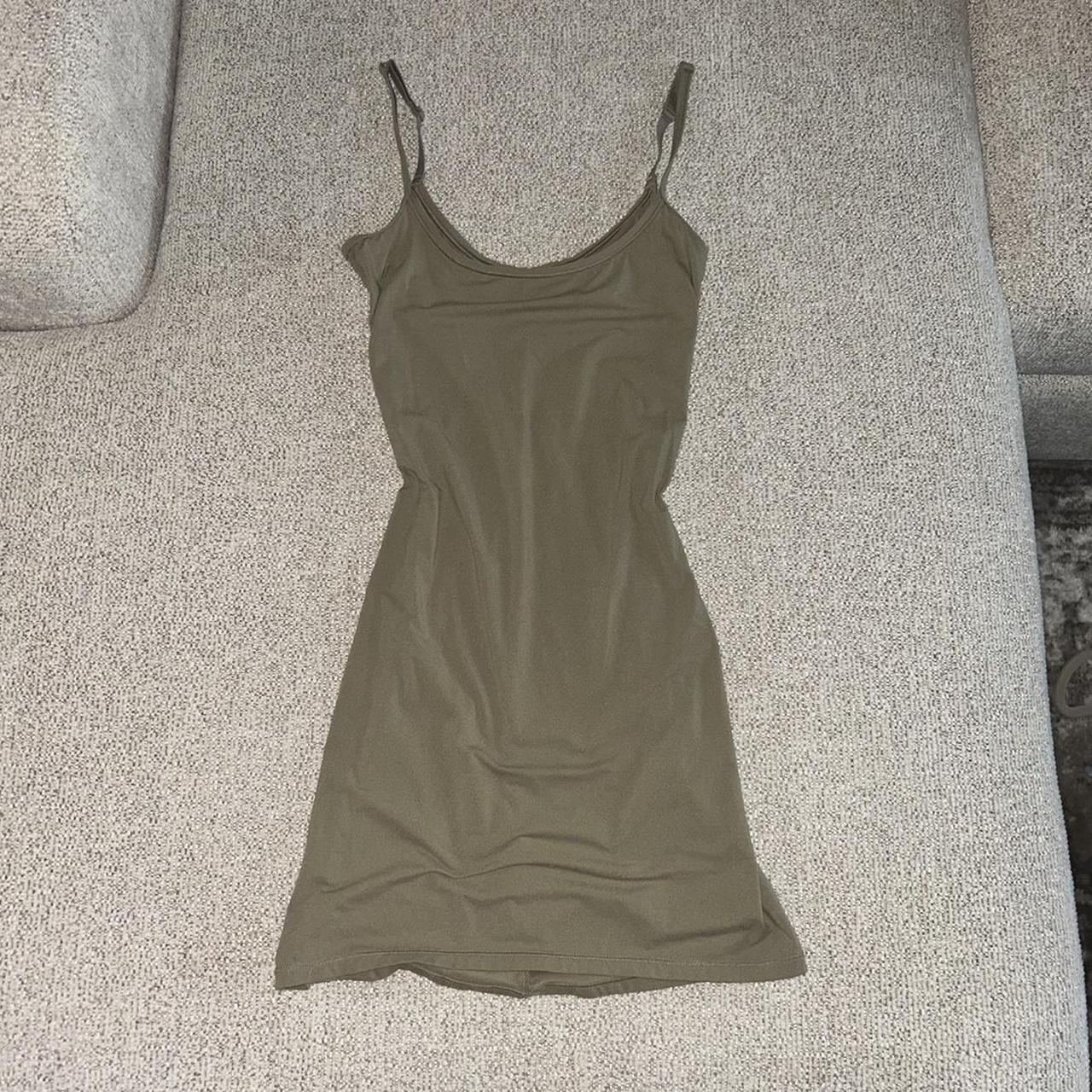 skims fits everybody mini dress in khaki size XS but... - Depop