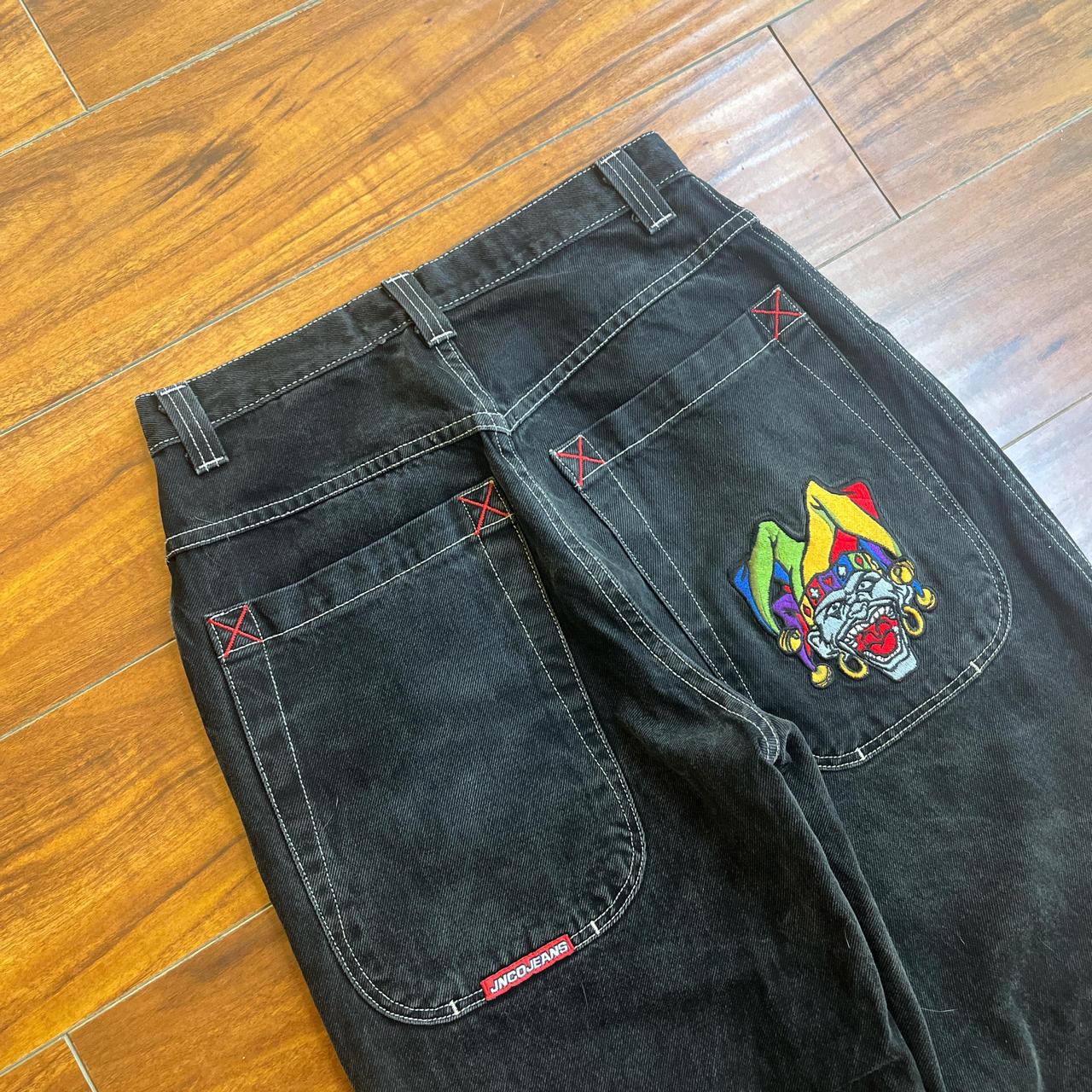 Vintage 90s GRAIL Jnco Jester Black Jeans Size... - Depop