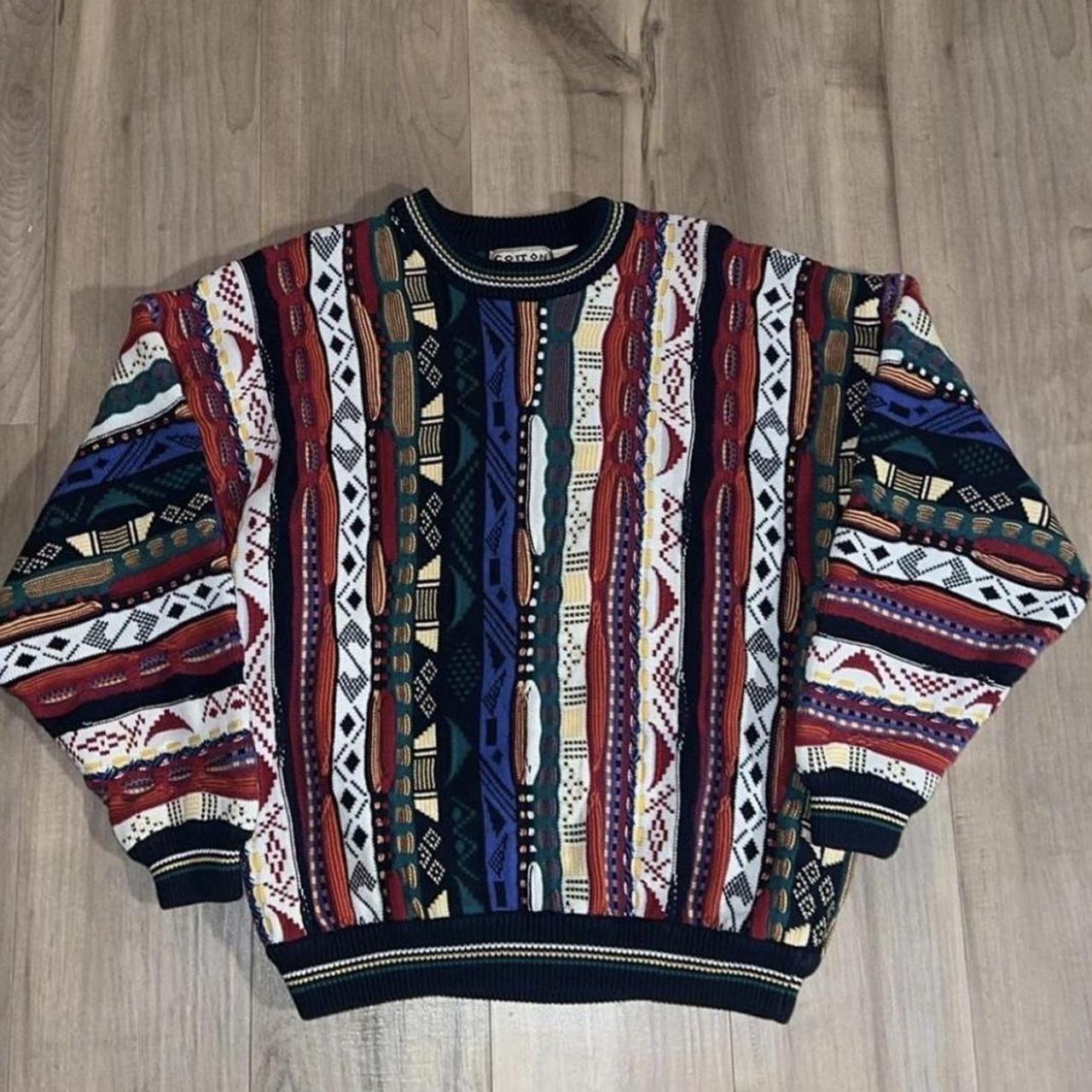 Vintage 90s Cotton Traders Coogi Style 3D Texture... - Depop