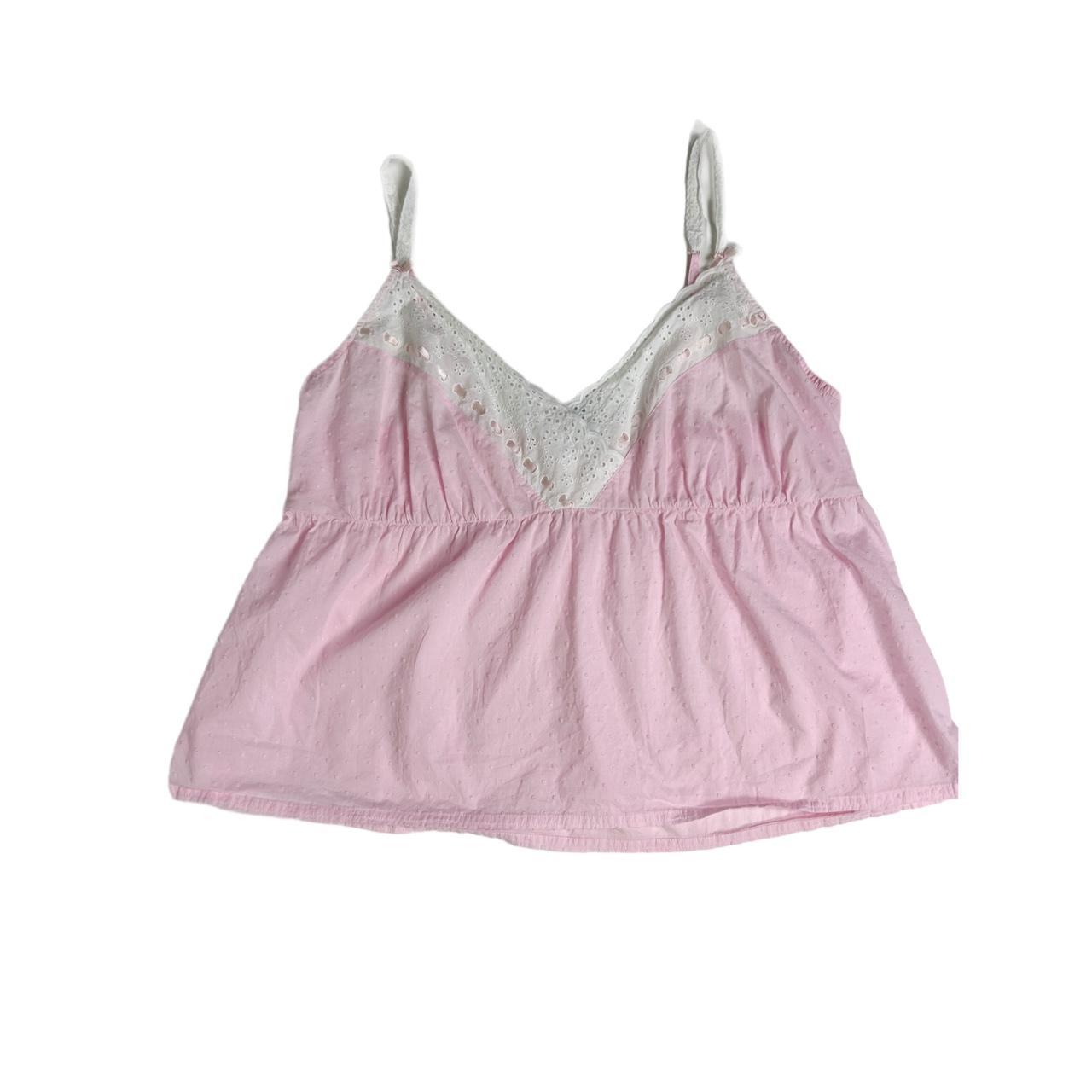 00s coquette baby pink camisole with pointelle... - Depop