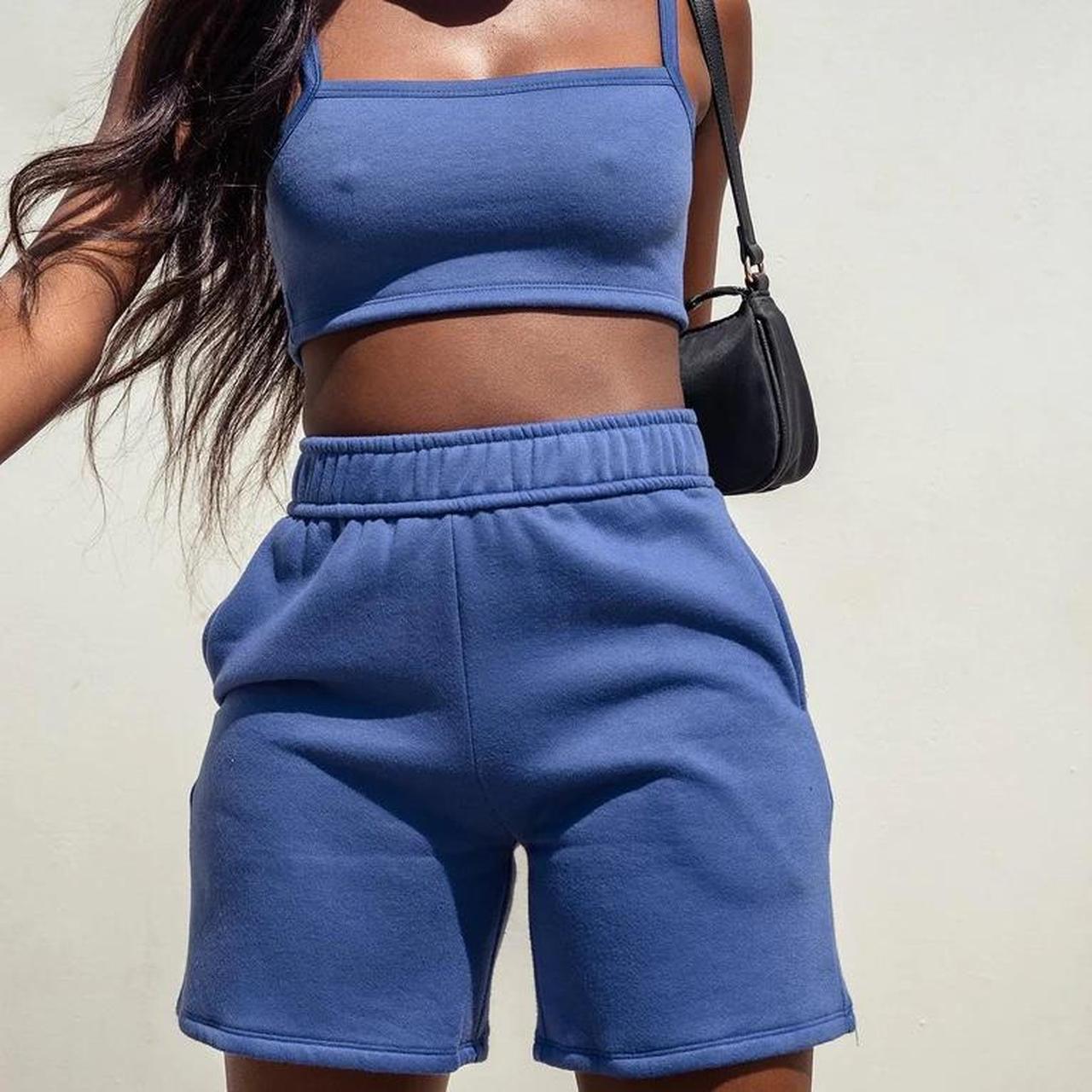 Princess Polly Blue Sweatshort Set never been worn... - Depop