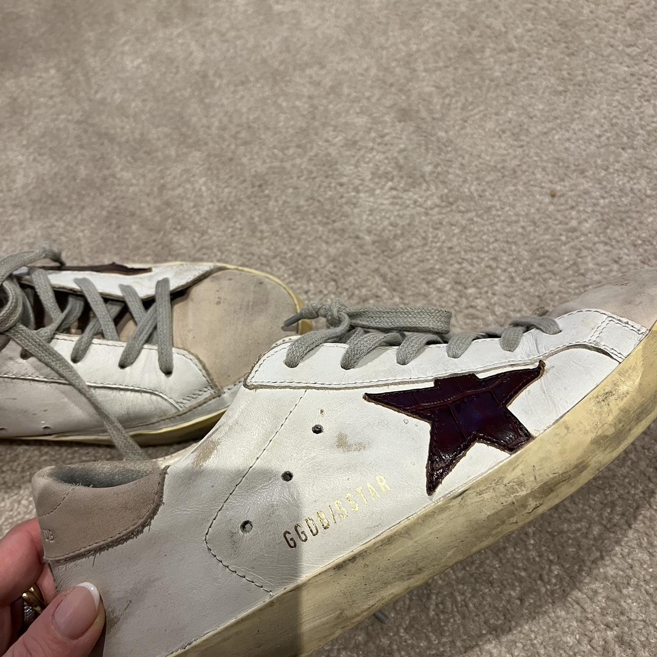 Golden goose trainers pink / burgundy and white - Depop