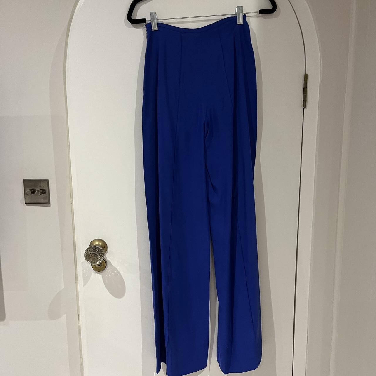 Bright blue mango wide leg trousers - Depop