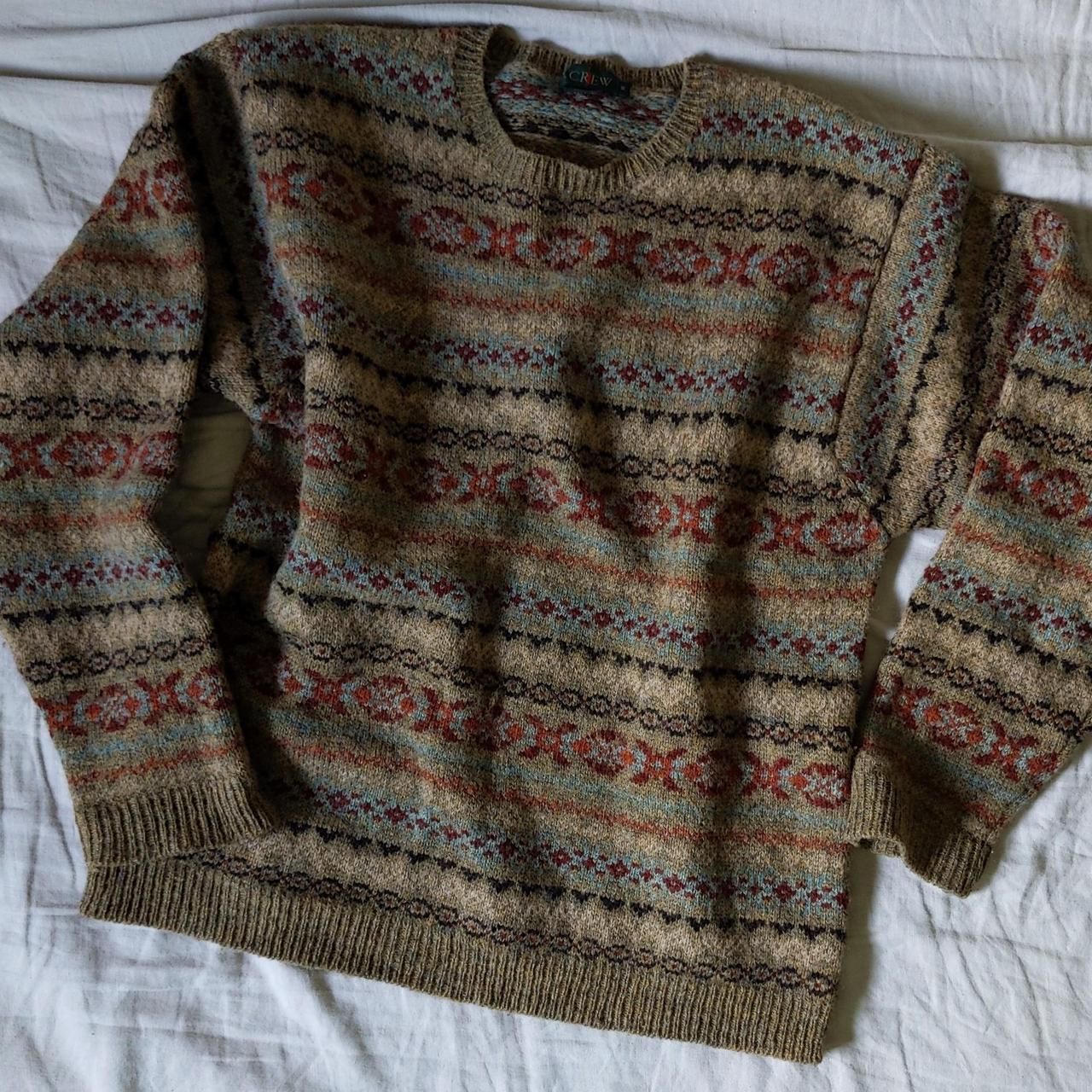 Vintage J Crew Shetland wool sweater. Greeny-taupe... - Depop Vintage J Crew Shetland wool sweater. Greeny-taupe... - Depop