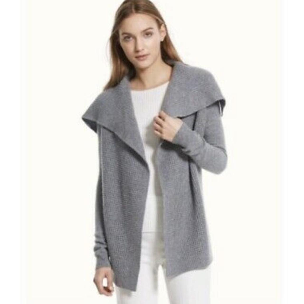 Theory grey cotton cashmere cardigan - Depop