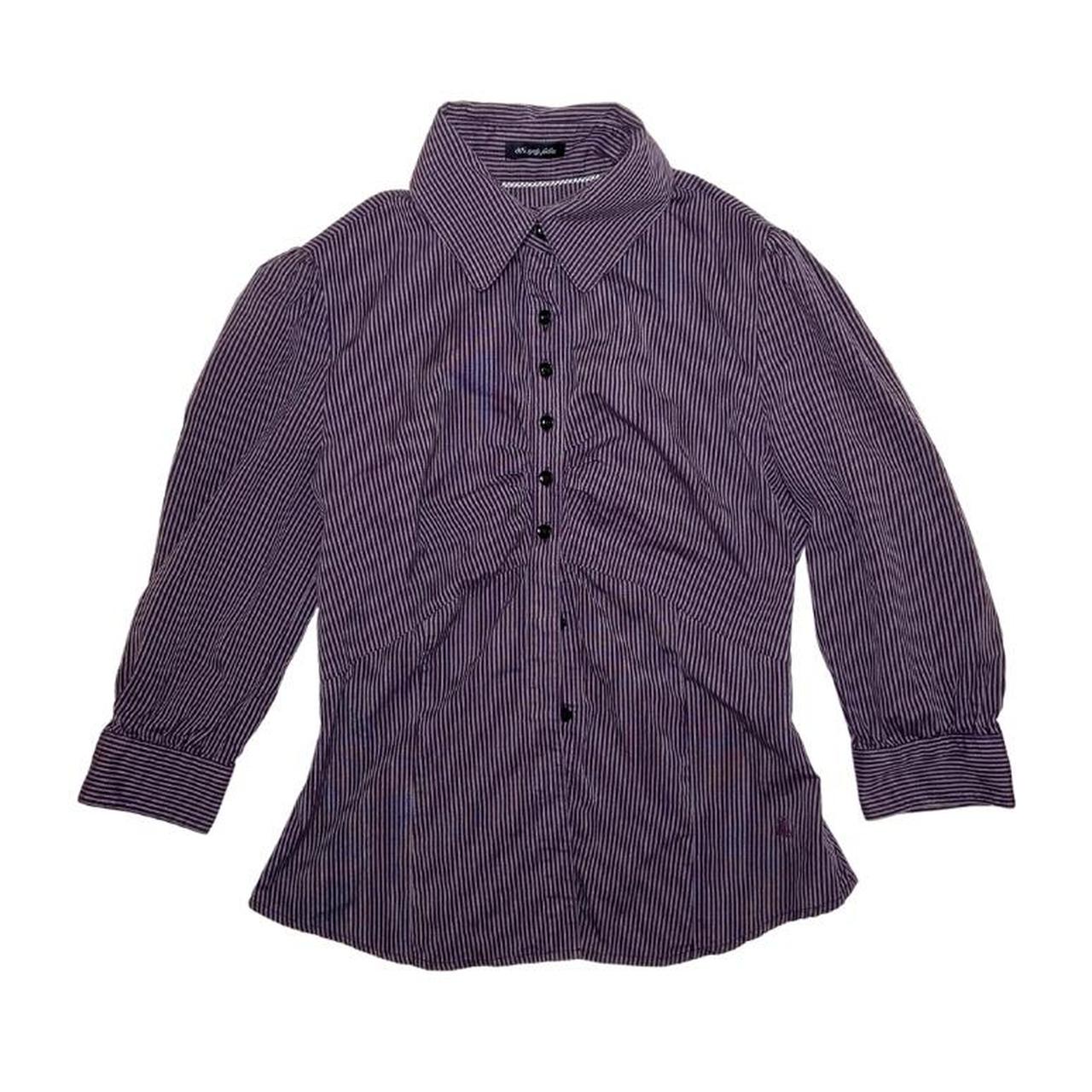 Striped Purple Mid-Sleeve Shirt size: 160/84A (fits... - Depop