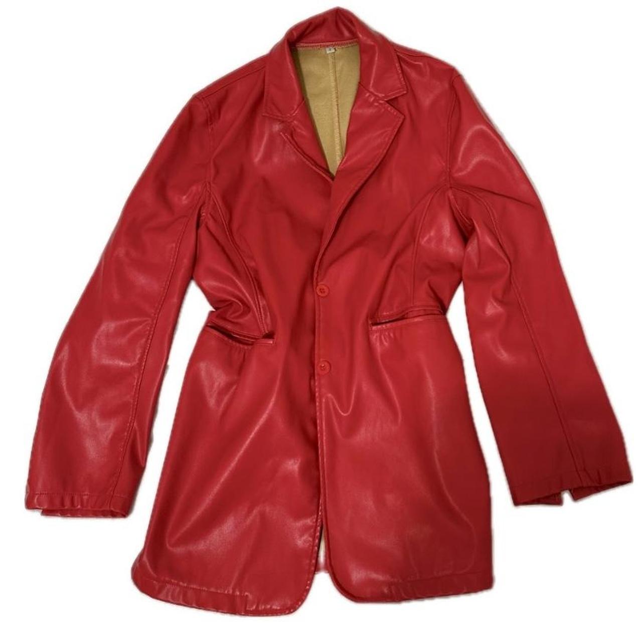 red jacket! super cute, plain red jacket- fake... - Depop