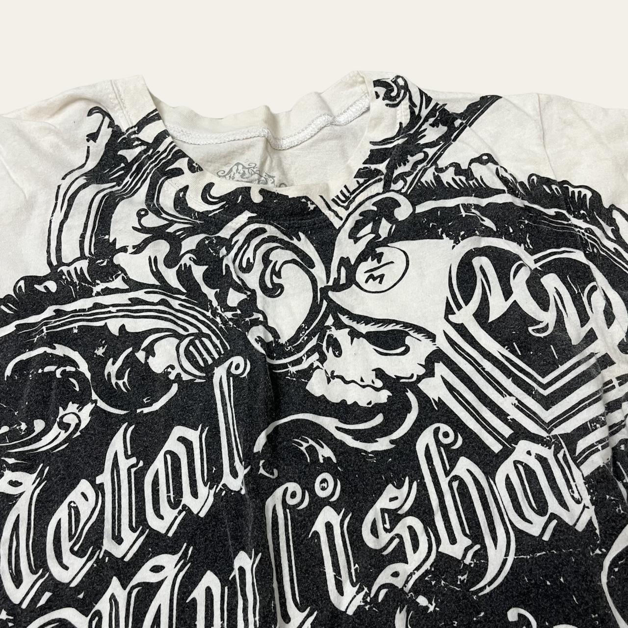 cyber y2k shirt with skull details mallgoth top... - Depop