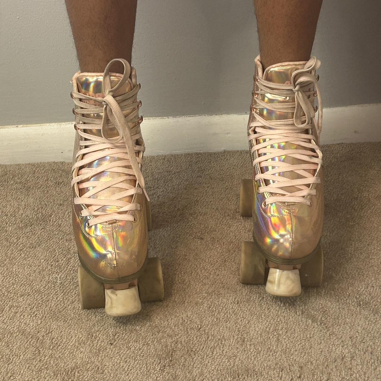 Fun rose gold holographic skates. As you can see... - Depop