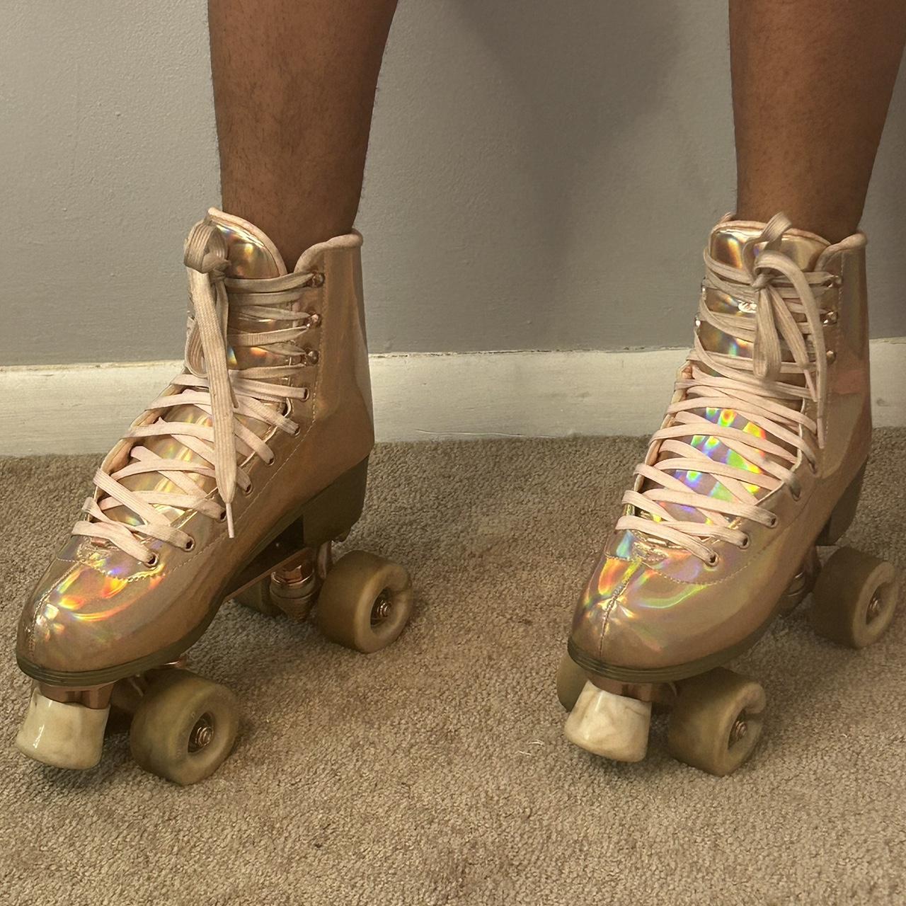 Fun rose gold holographic skates. As you can see... - Depop