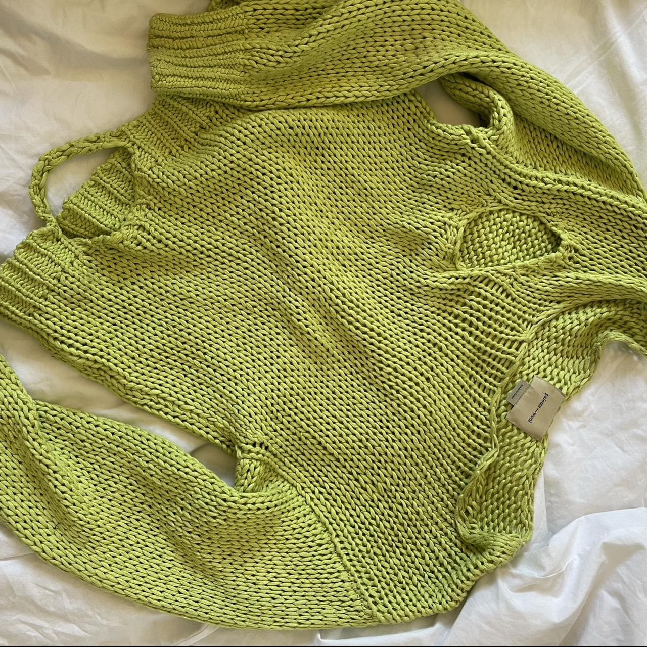 Paloma Wool line green pearl knit jumper with holes.... - Depop