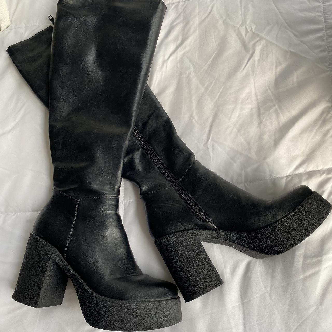 SLICK NICKS PLATFORM KNEE HIGH BOOTS. Only the worn... - Depop