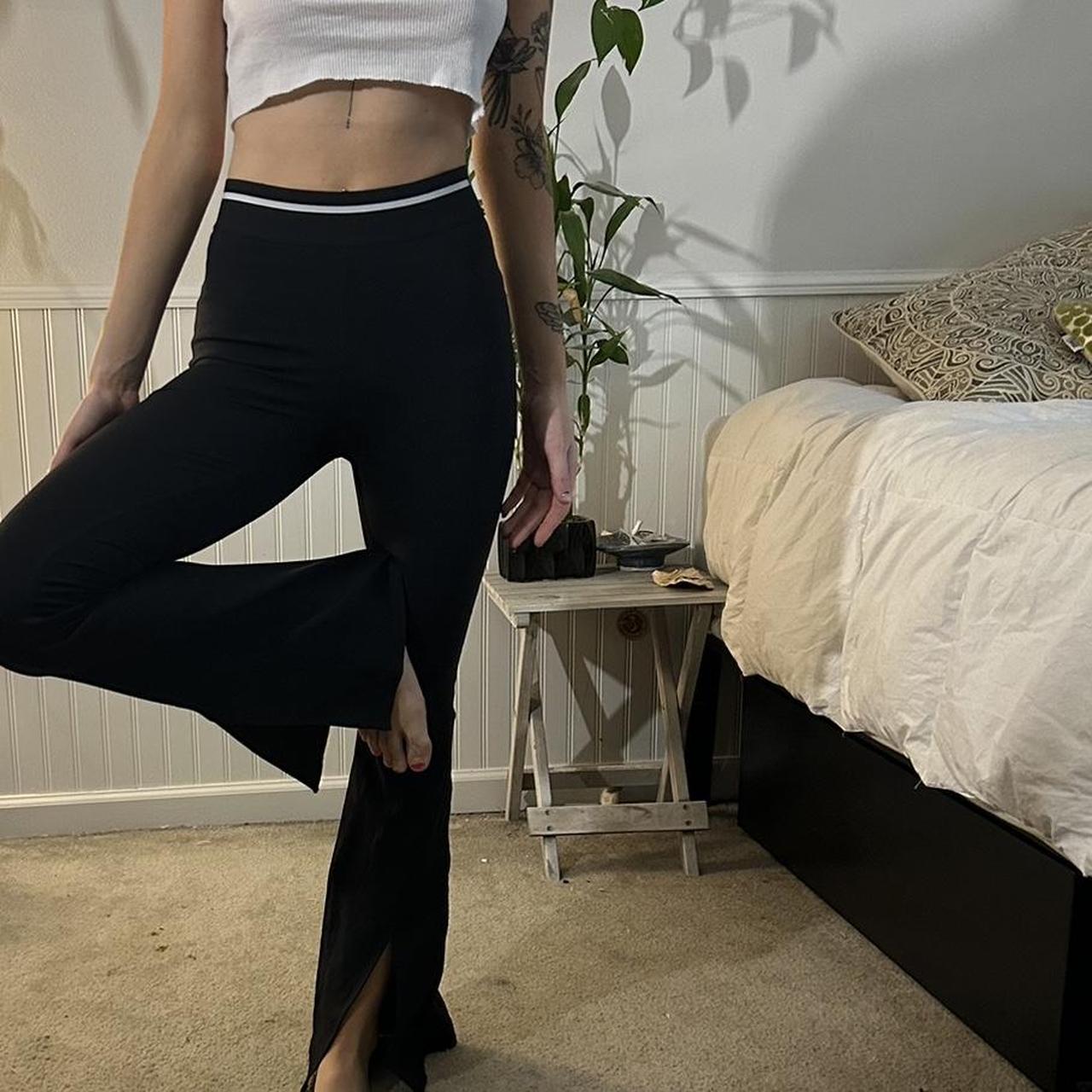 Target yoga pants flare cut outs at the bottom super... - Depop