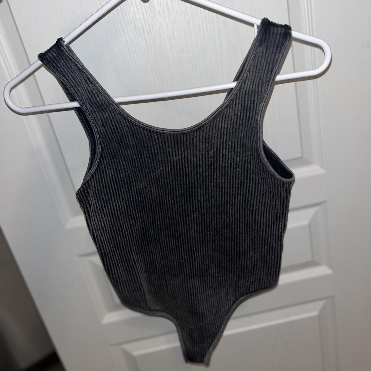 🦇🖤black and grey ribbed bodysuit🖤🦇 - women’s size... - Depop