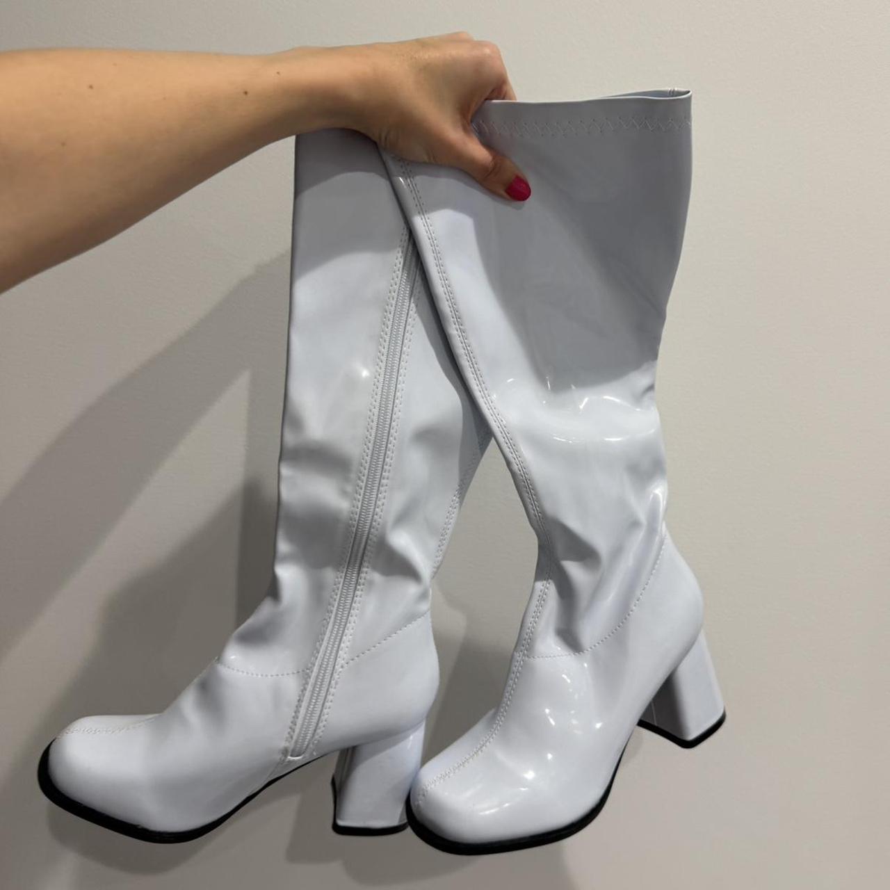White go go knee boots Ellie Shoes | Size 7, never... - Depop