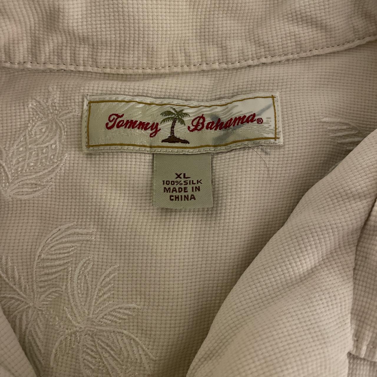 Tommy Bahama 100% silk cream button down short... - Depop