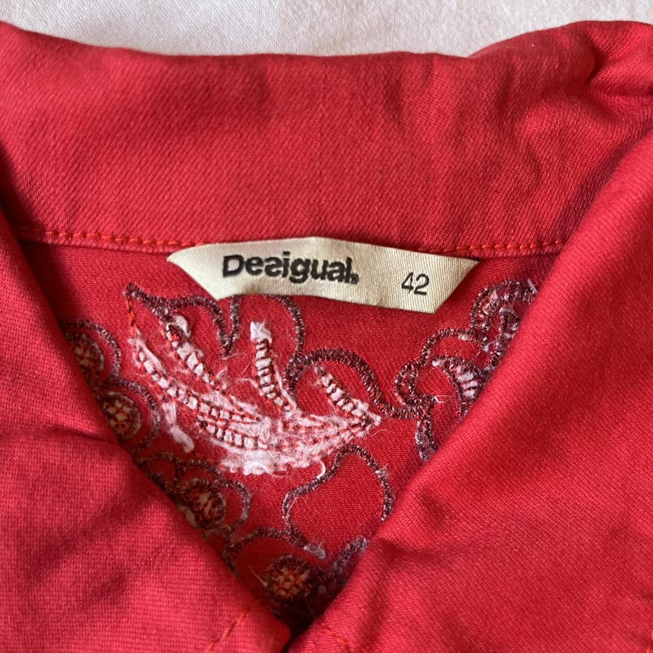 Unreal unique red Desigual denim jacket with knitted... - Depop