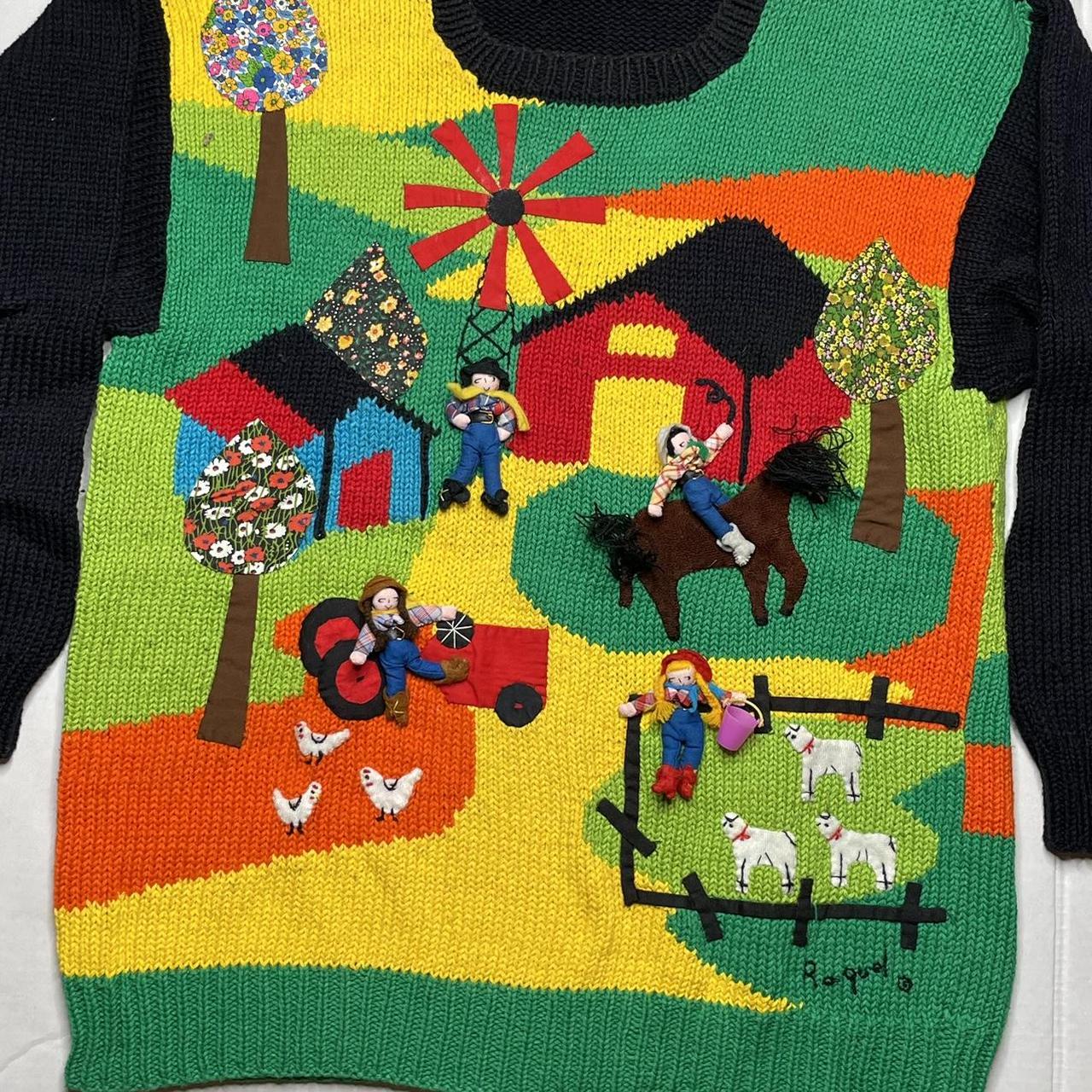 vintage 90s barn farm animals 3D pulloversweater... | Depop