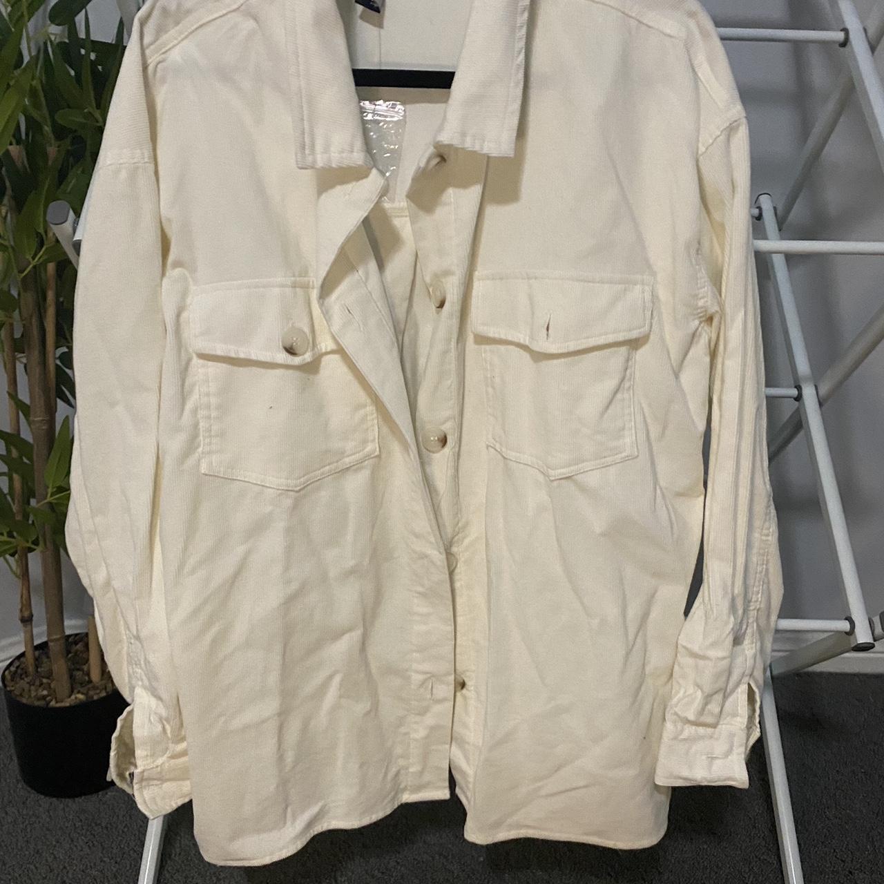 Dotti white oversized flannel Size 8 - oversized... - Depop