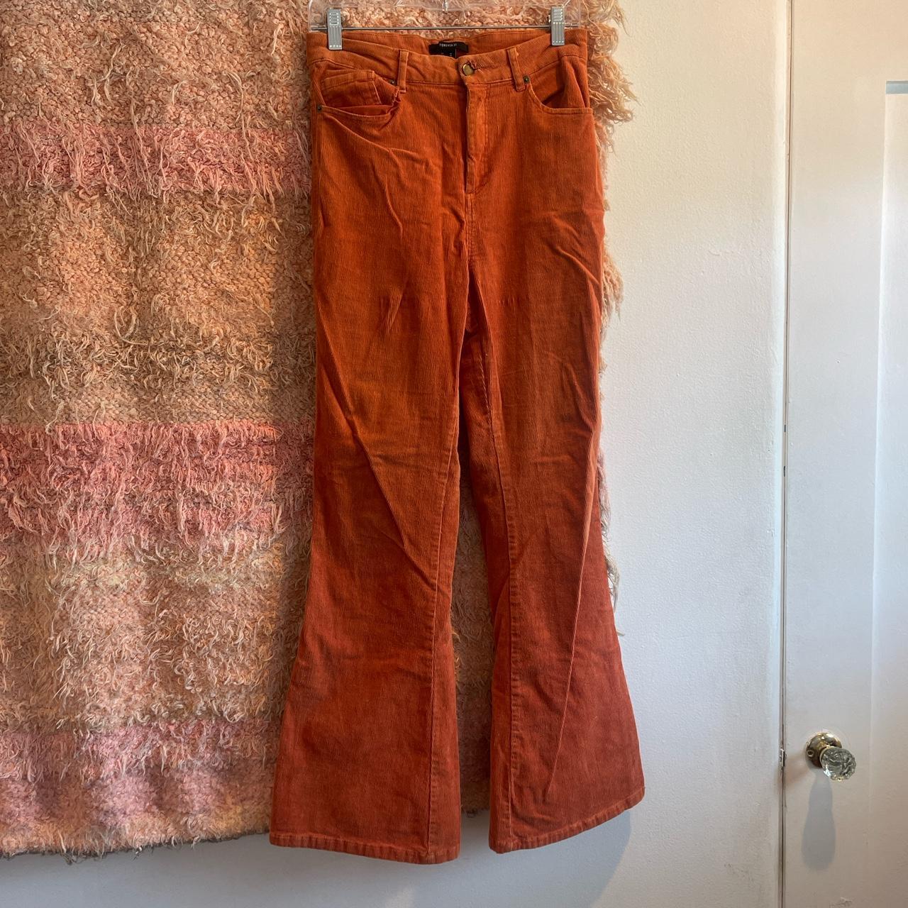 Burnt orange corduroy flare pants. So stretchy and... - Depop