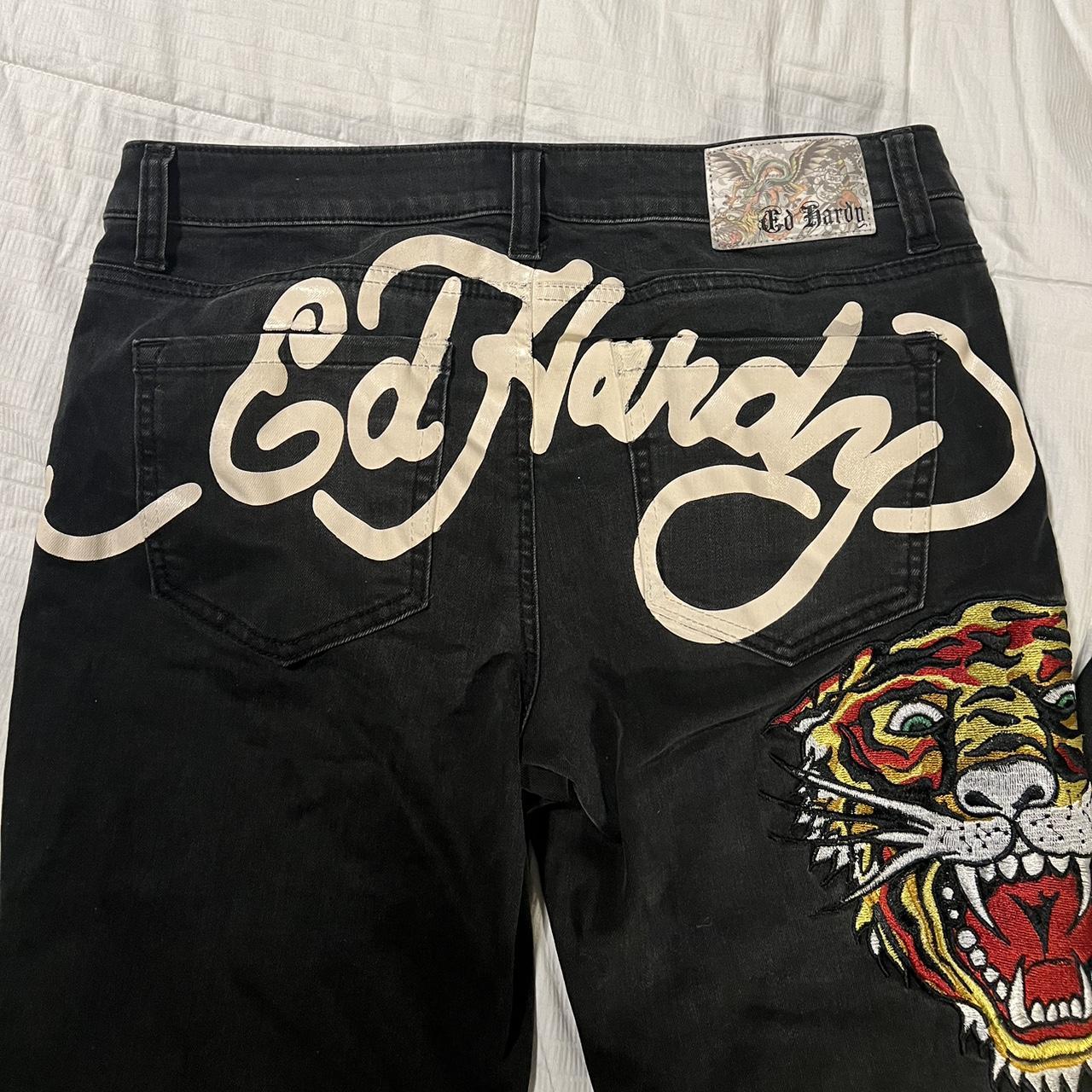 Size 30- Super cute Ed Hardy boot cut black jeans... - Depop