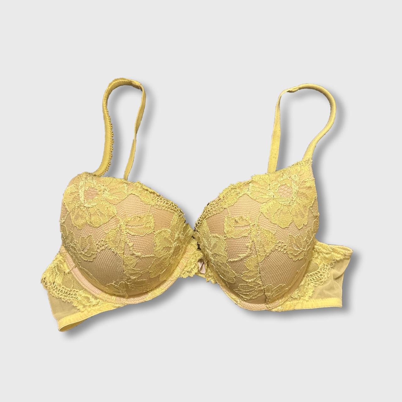 Victoria Secret Yellow Lace Coquette Bra - size... - Depop