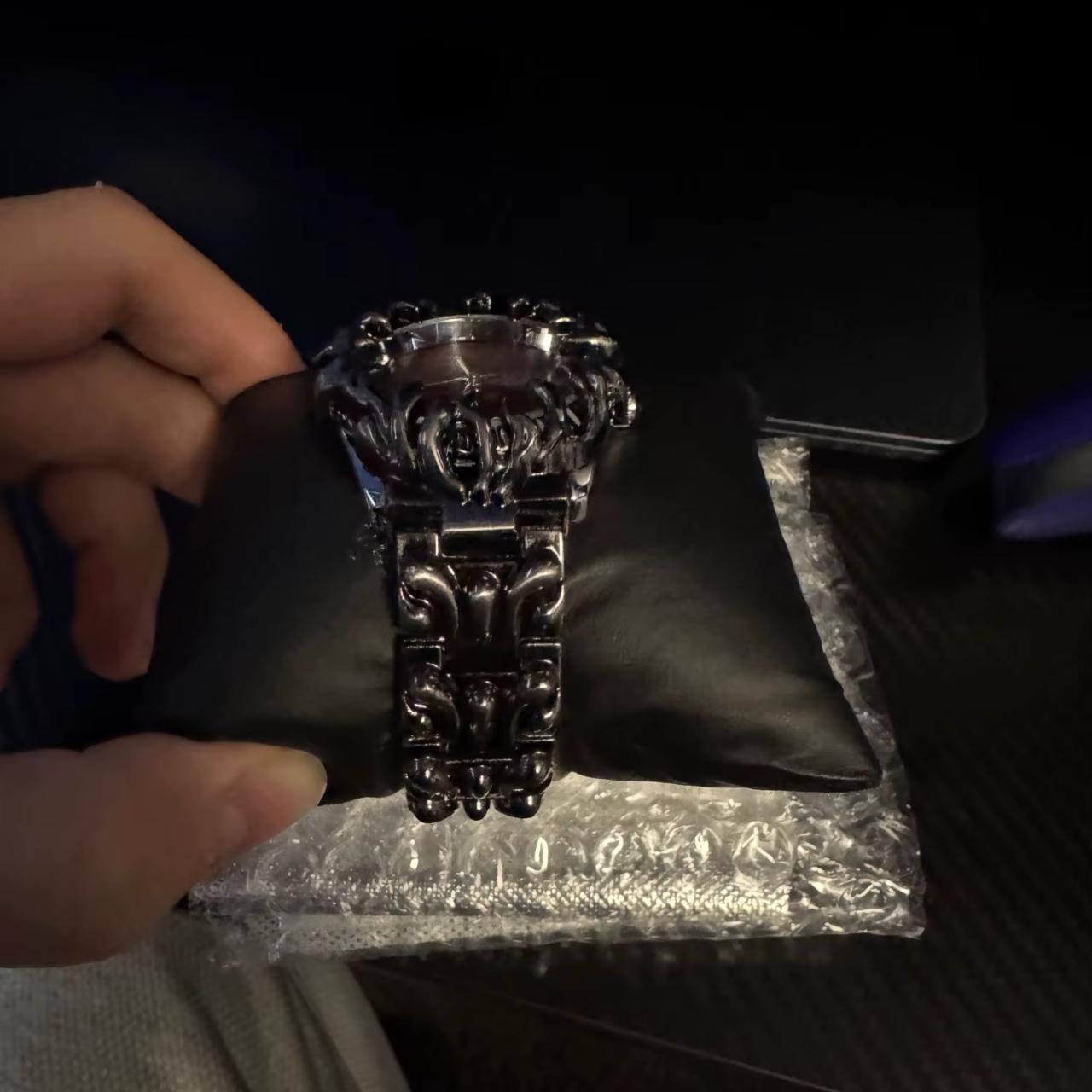 STAINLESS STEEL RED DIAL ALABASTER CLAW WATCH *GREAT... | Depop