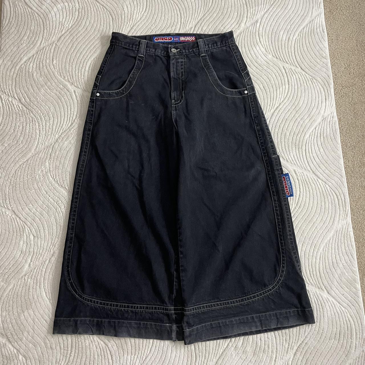 jnco jeans jet black kangaroo pants beautiful pair... - Depop