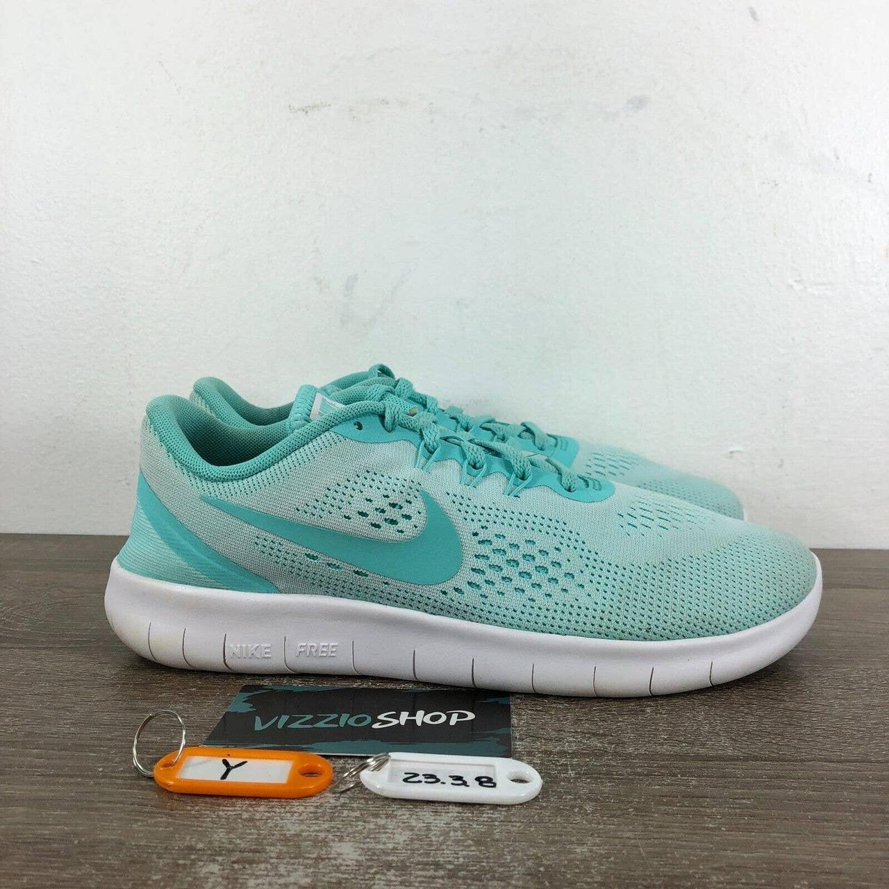 Nike Free RN White Turquoise Running Shoes... - Depop