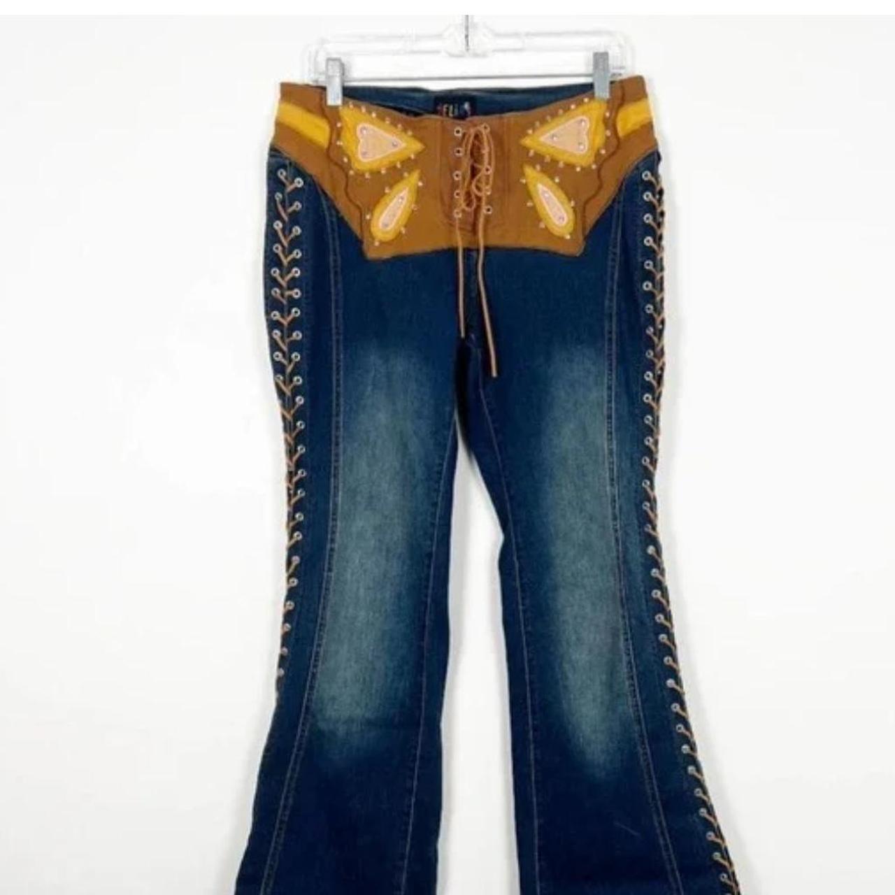 Delia’s butterfly flare jeans. Super cool but they... - Depop