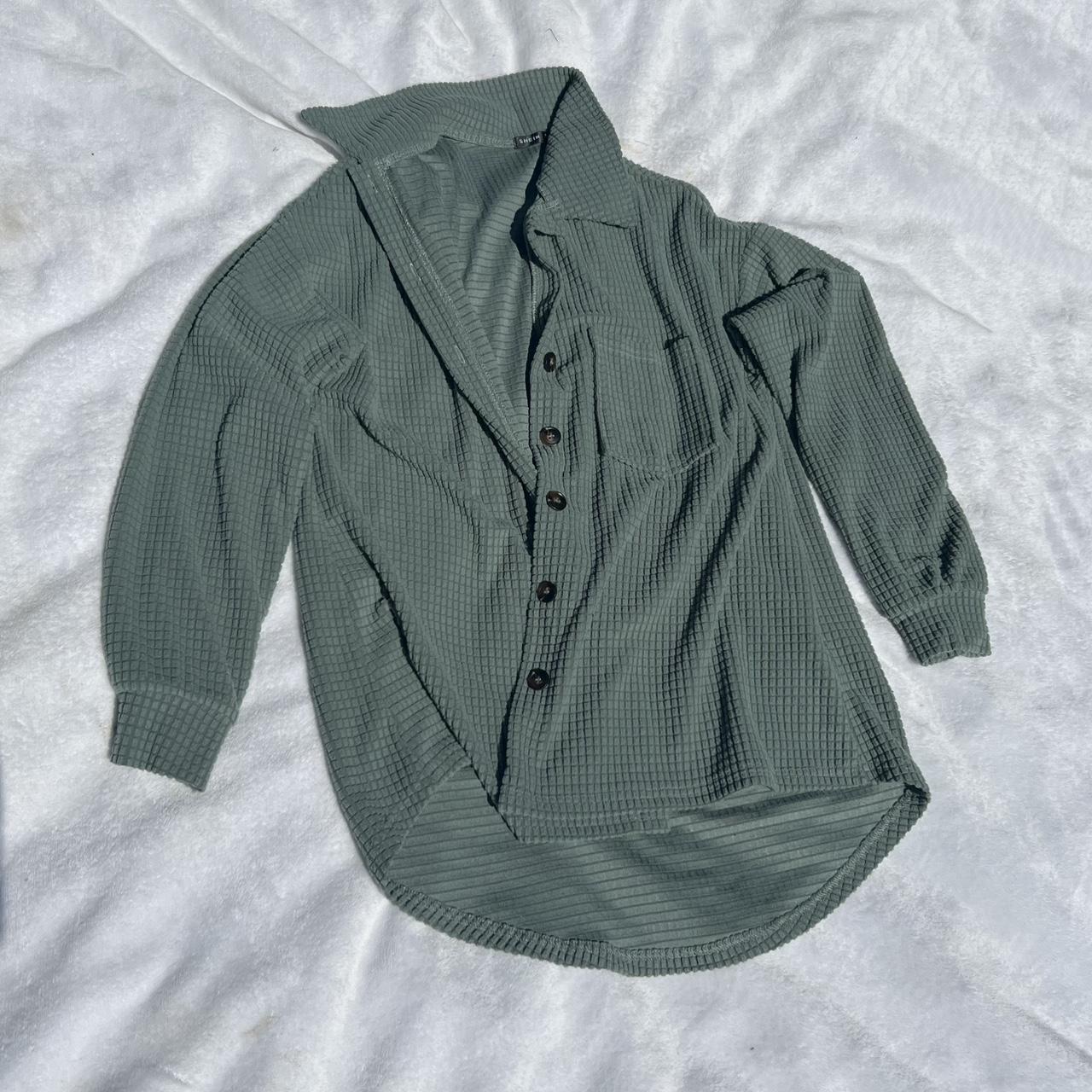 green button up jacket super cute and warm... - Depop
