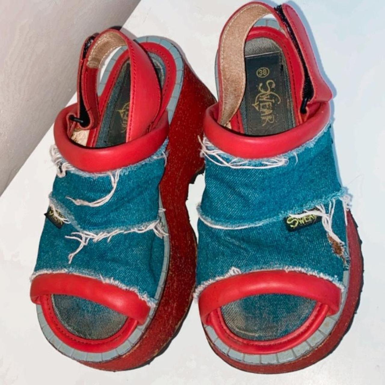 90s Rare Deadstock Swear Platform Sandals Size 38... - Depop