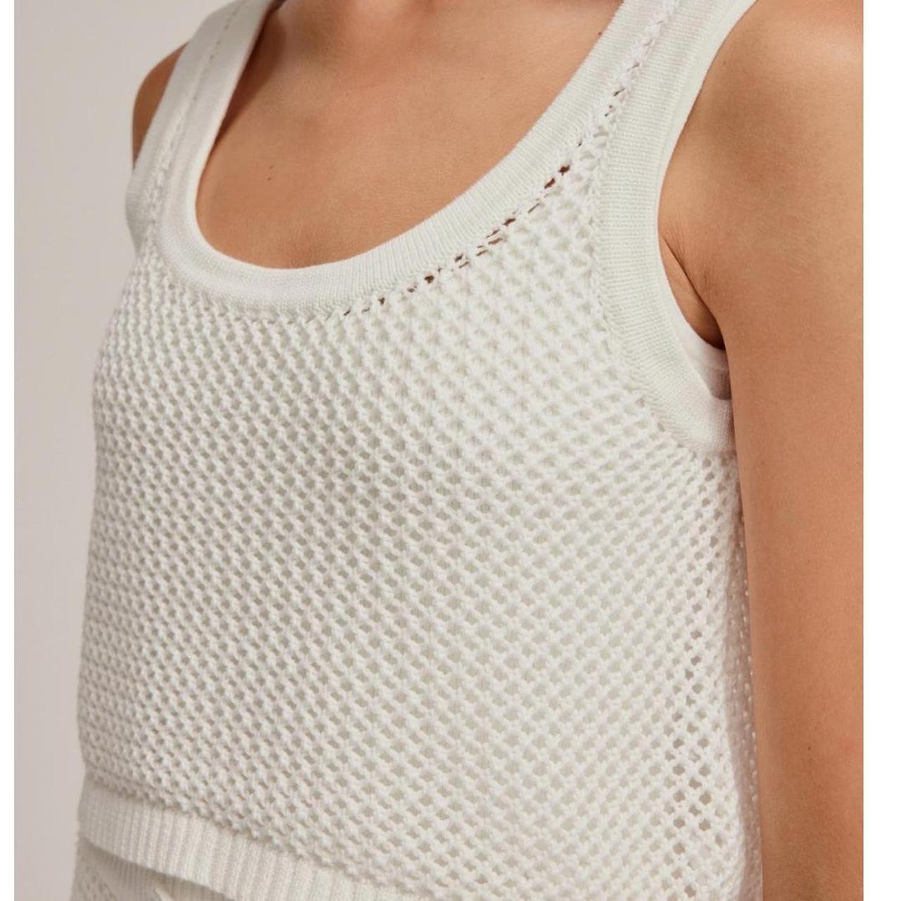 Venroy - White crochet knit crop tank. Pre loved but... - Depop