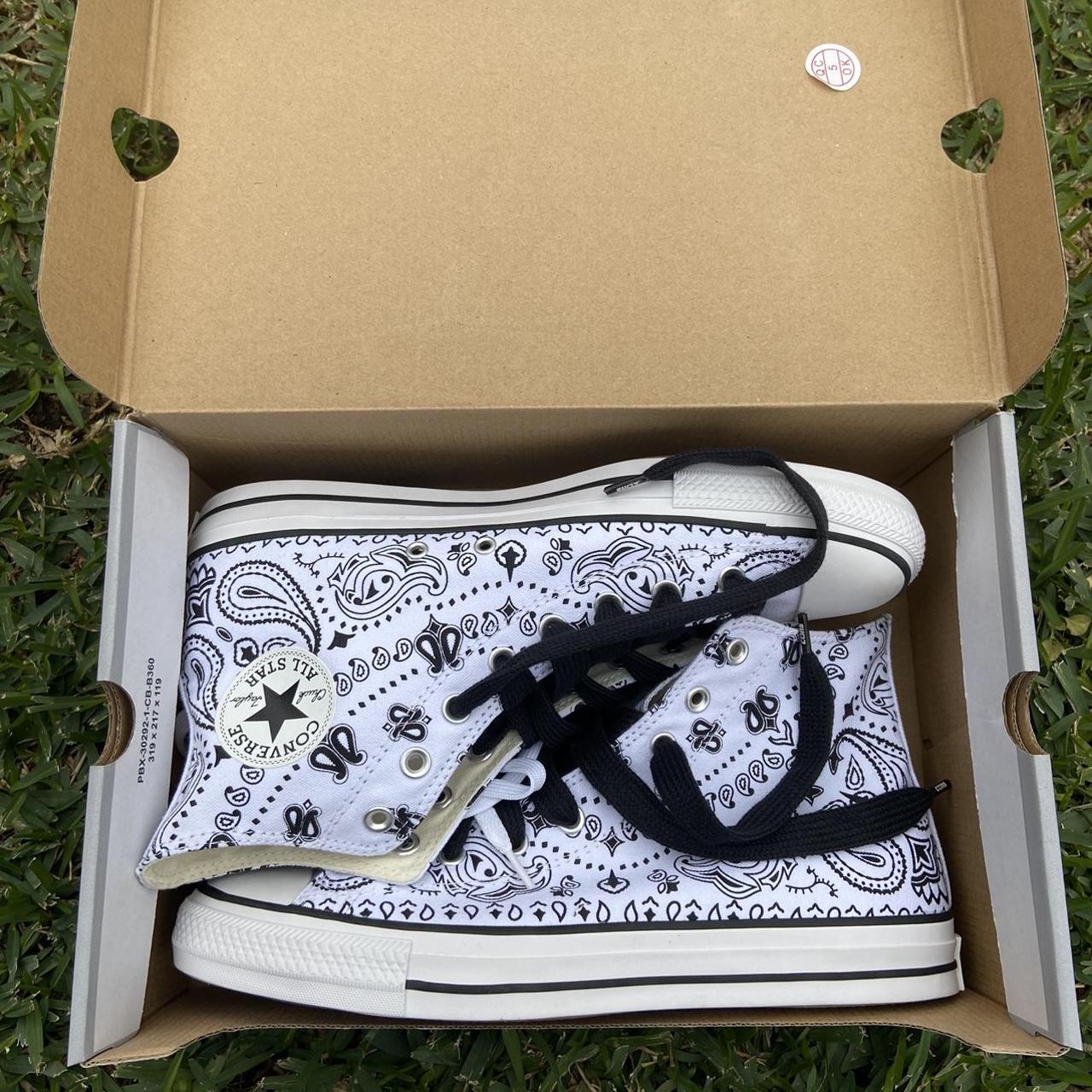 Sammy Baca Coverse CTAS Pro Hi White/Black Paisley... - Depop