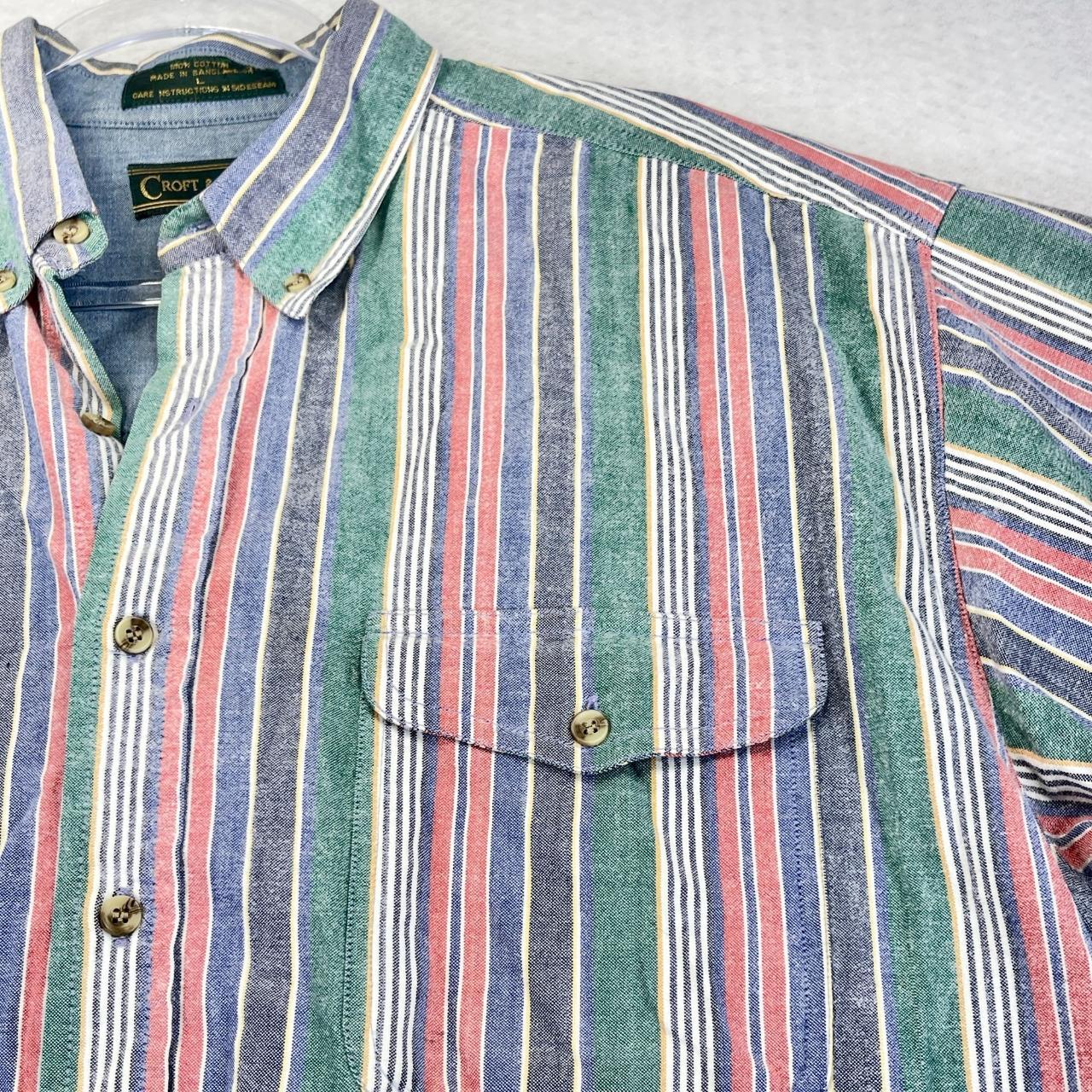 VTG CROFT & BARROW Mens L Multicolor Striped Oxford... - Depop
