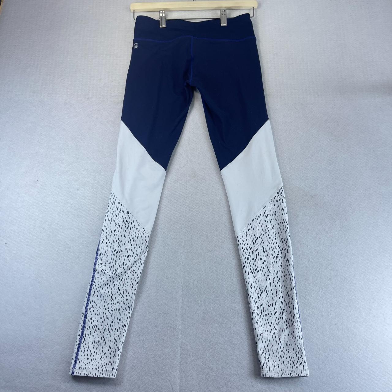 Fabletics Women's Navy and White Leggings | Depop