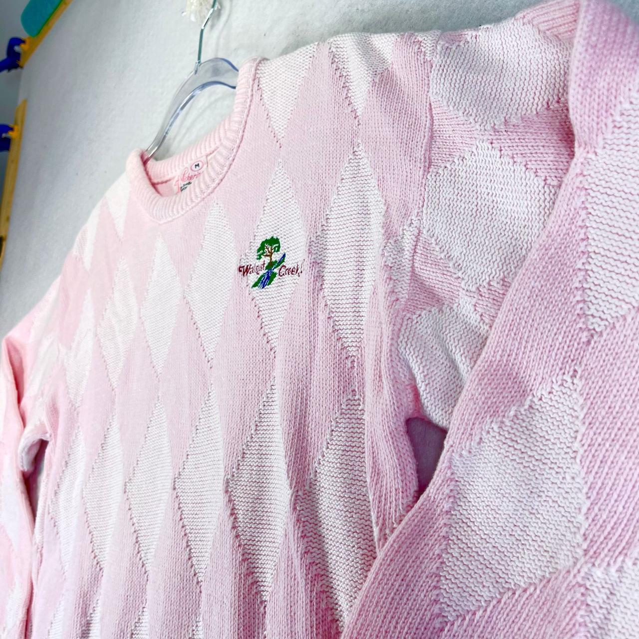 NWOT VTG LADY PICKERING Women M Pink Argyle... - Depop