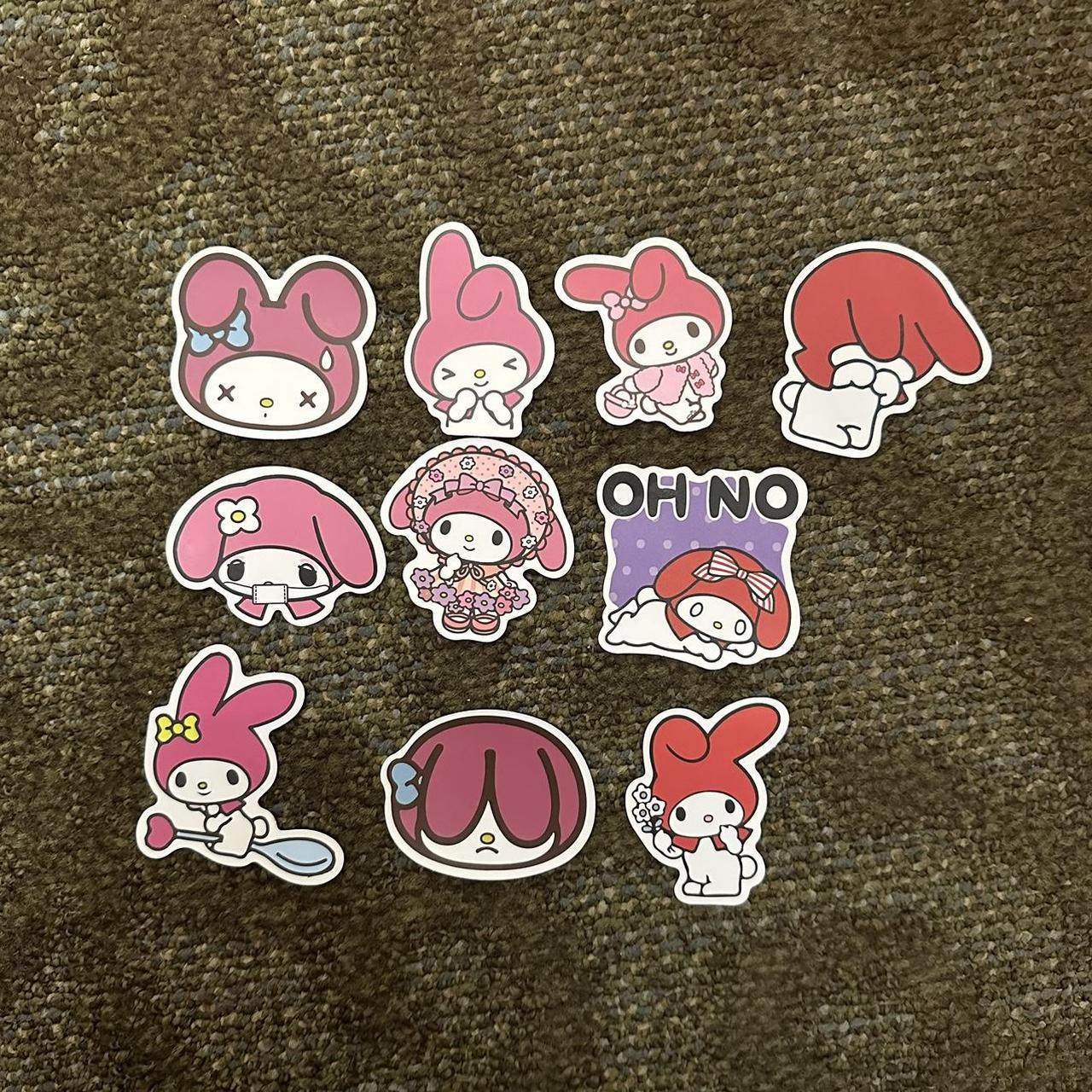 - -my melody stickers -quarter for size reference... - Depop