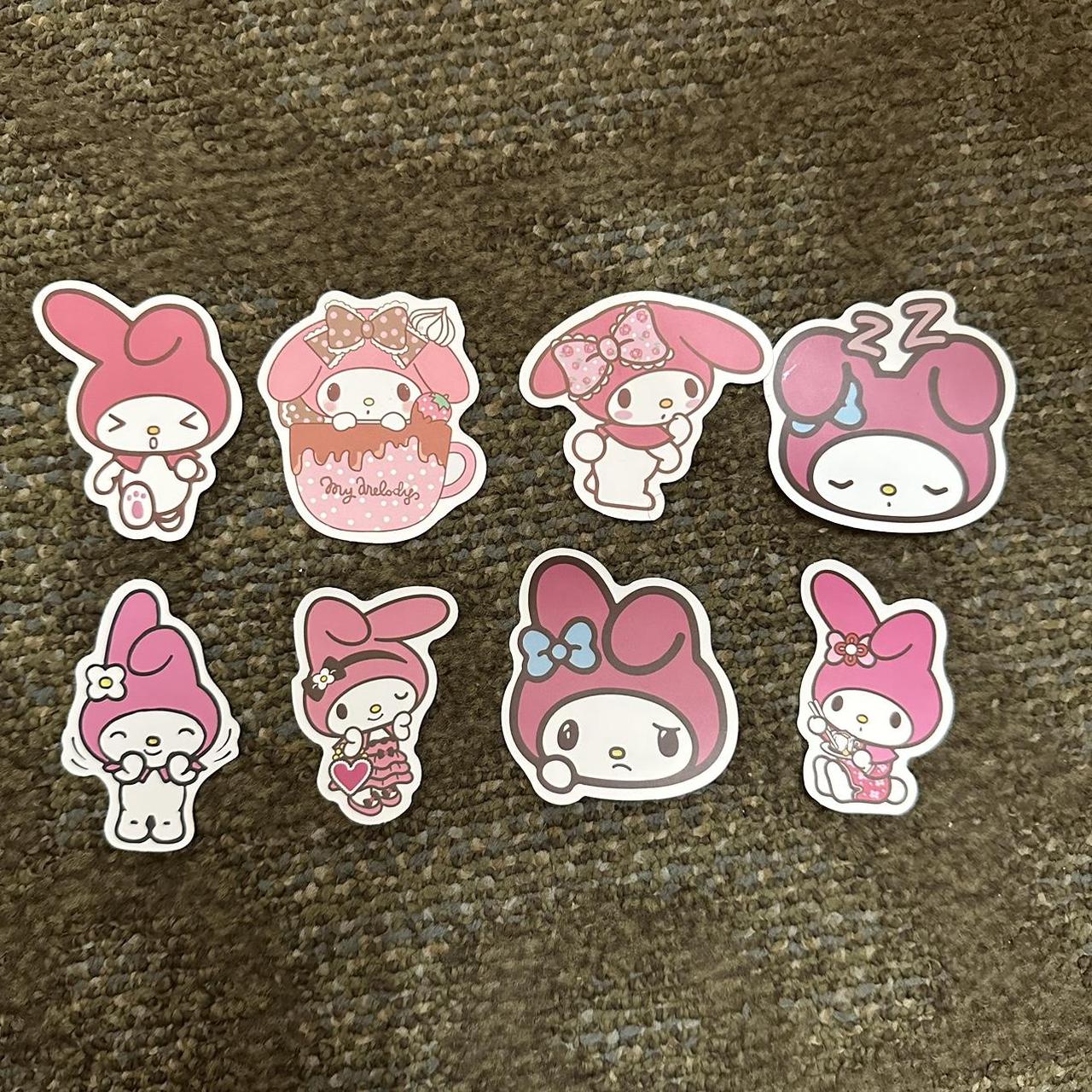 - -my melody stickers -quarter for size reference... - Depop