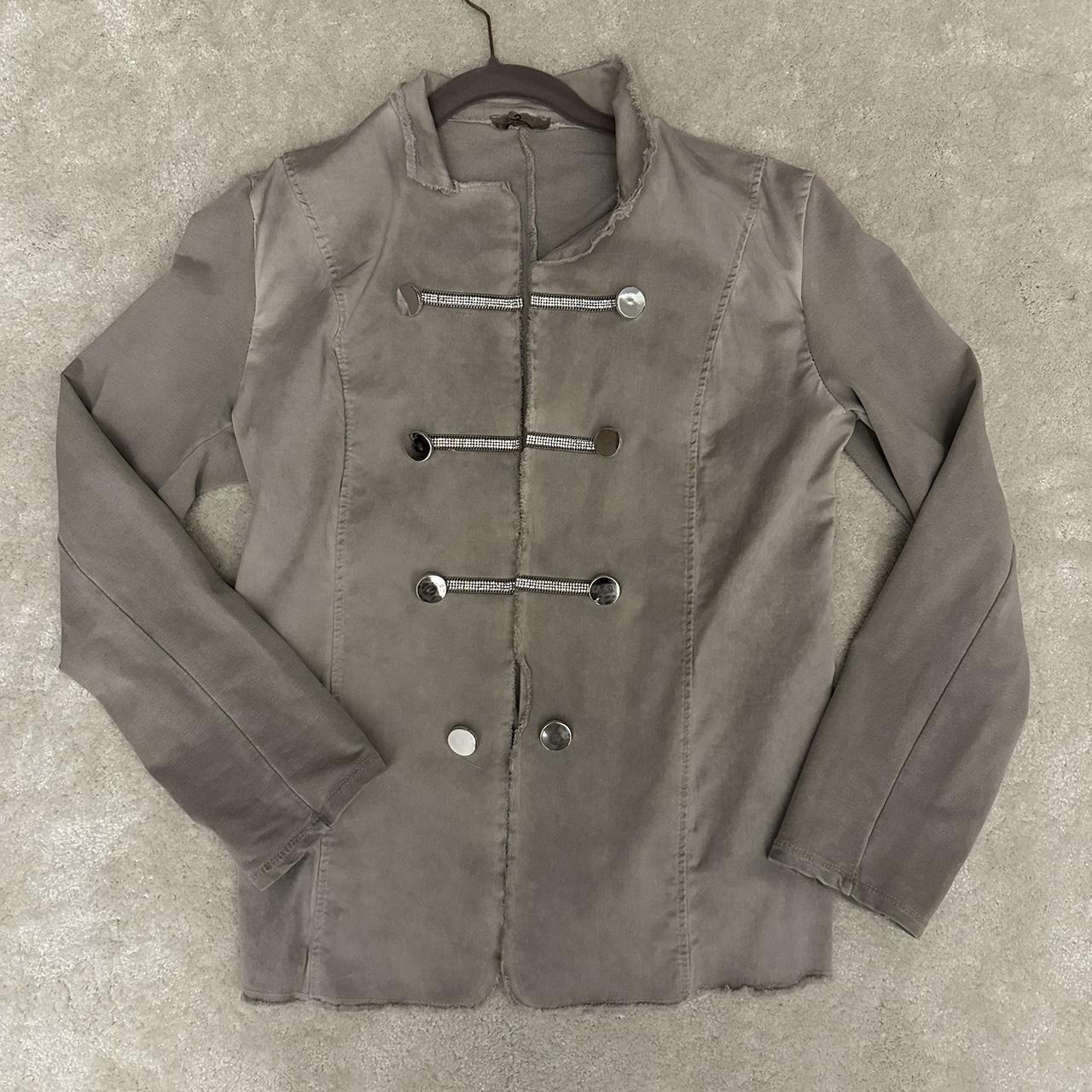 Grey embellished silver jacket coat blazer . Really... - Depop
