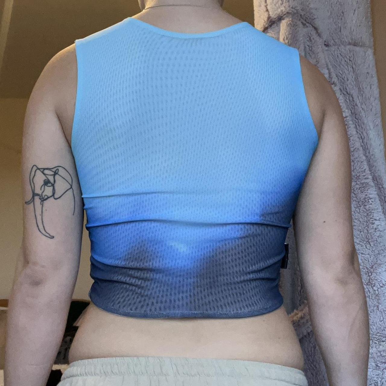 Blue Mesh Crop Top Vest Very Cool Apm Amelia Depop