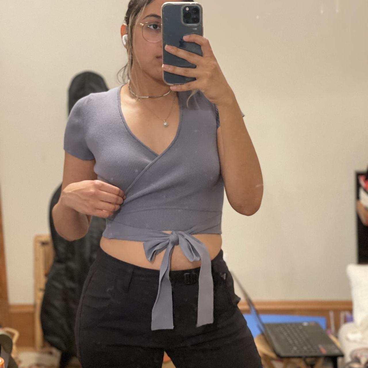 Little moon (Aritzia brand) crop crossover top in... - Depop